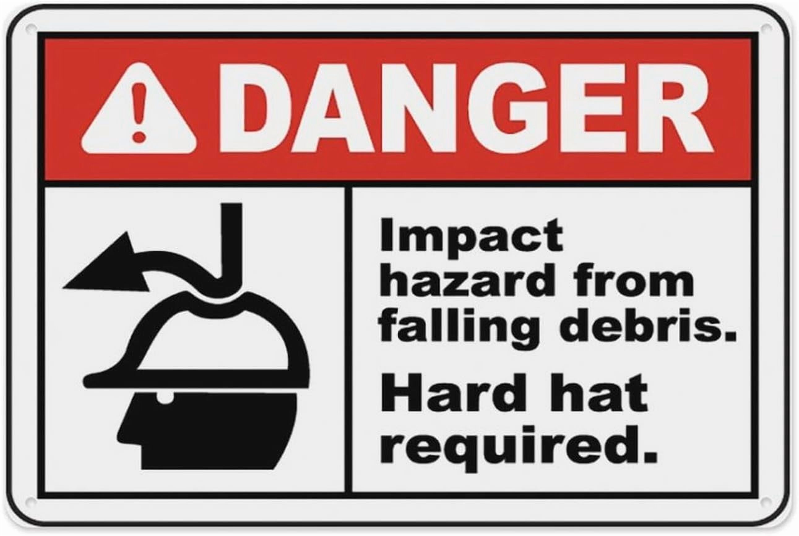 Impact Hazard From Falling Debris Sign 8"x12" - Aluminum Tin Warning ...