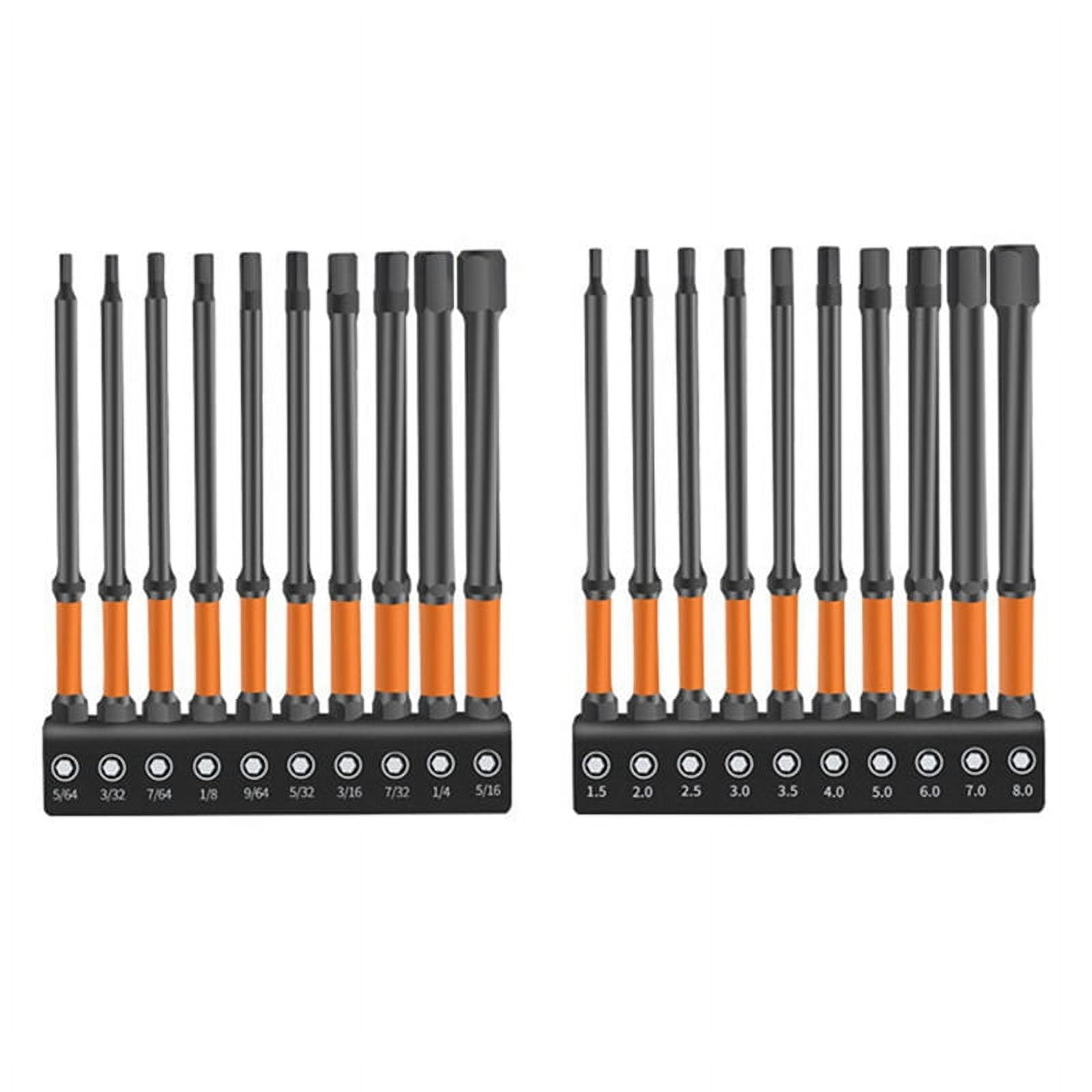 Impact Hex Heads Hex Key Bit Set (Metric & SAE),1/4inch Hex Shank Hex ...