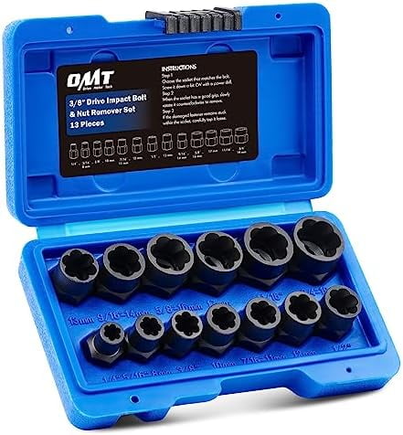Impact Nut and Bolt Extraction Tool Set, Rusted Damaged Stripped Nut ...