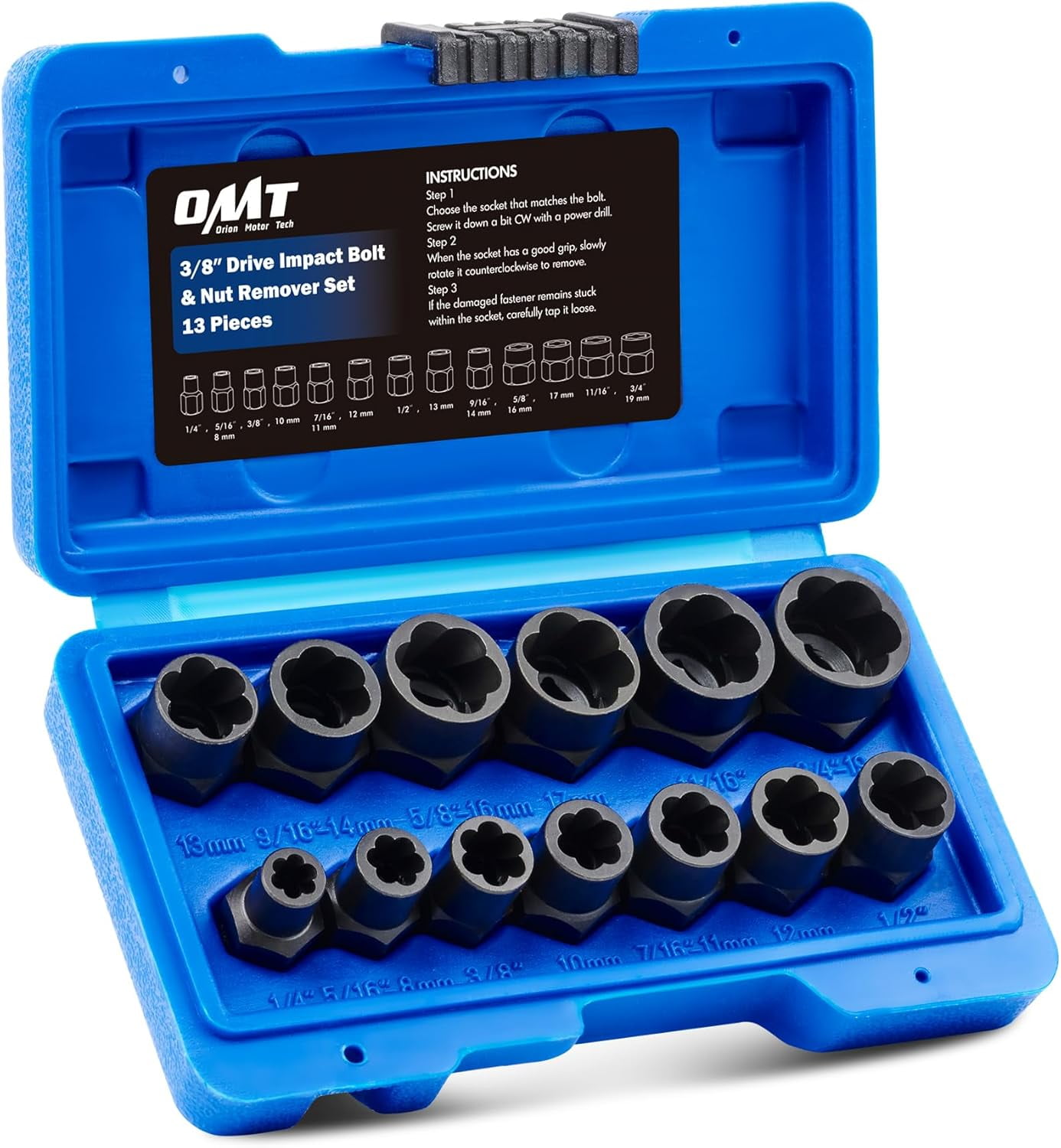 Impact Nut and Bolt Extraction Tool Set, Rusted Damaged Stripped Nut ...