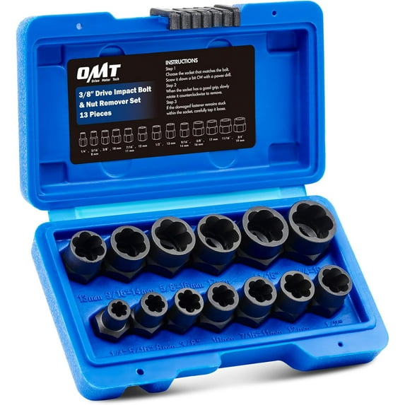 Impact Nut and Bolt Extraction Tool Set, Rusted Damaged Stripped Nut ...