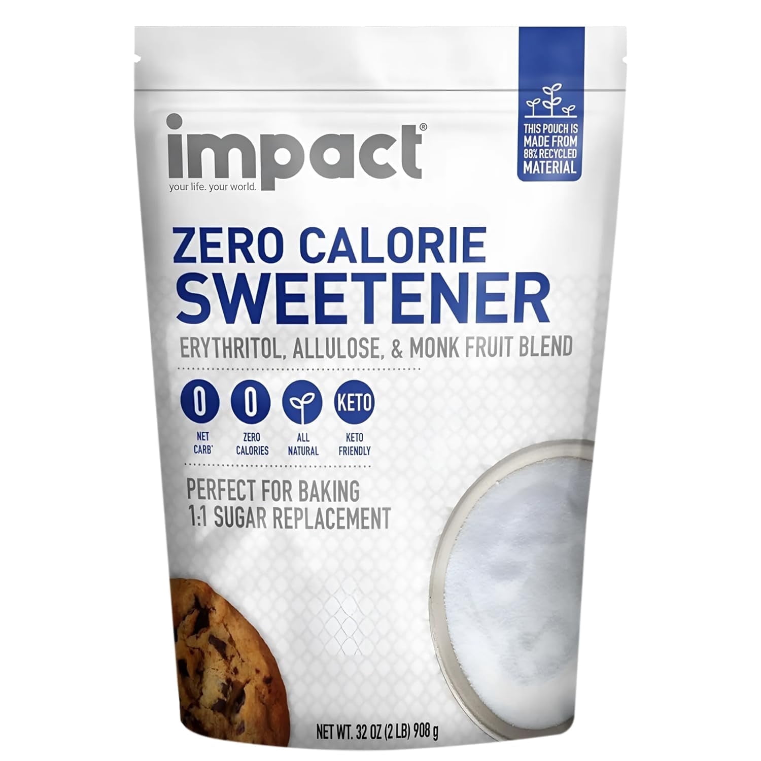 Impact Products Erythritol Allulose Monk Fruit Sweetener Zero Calorie ...