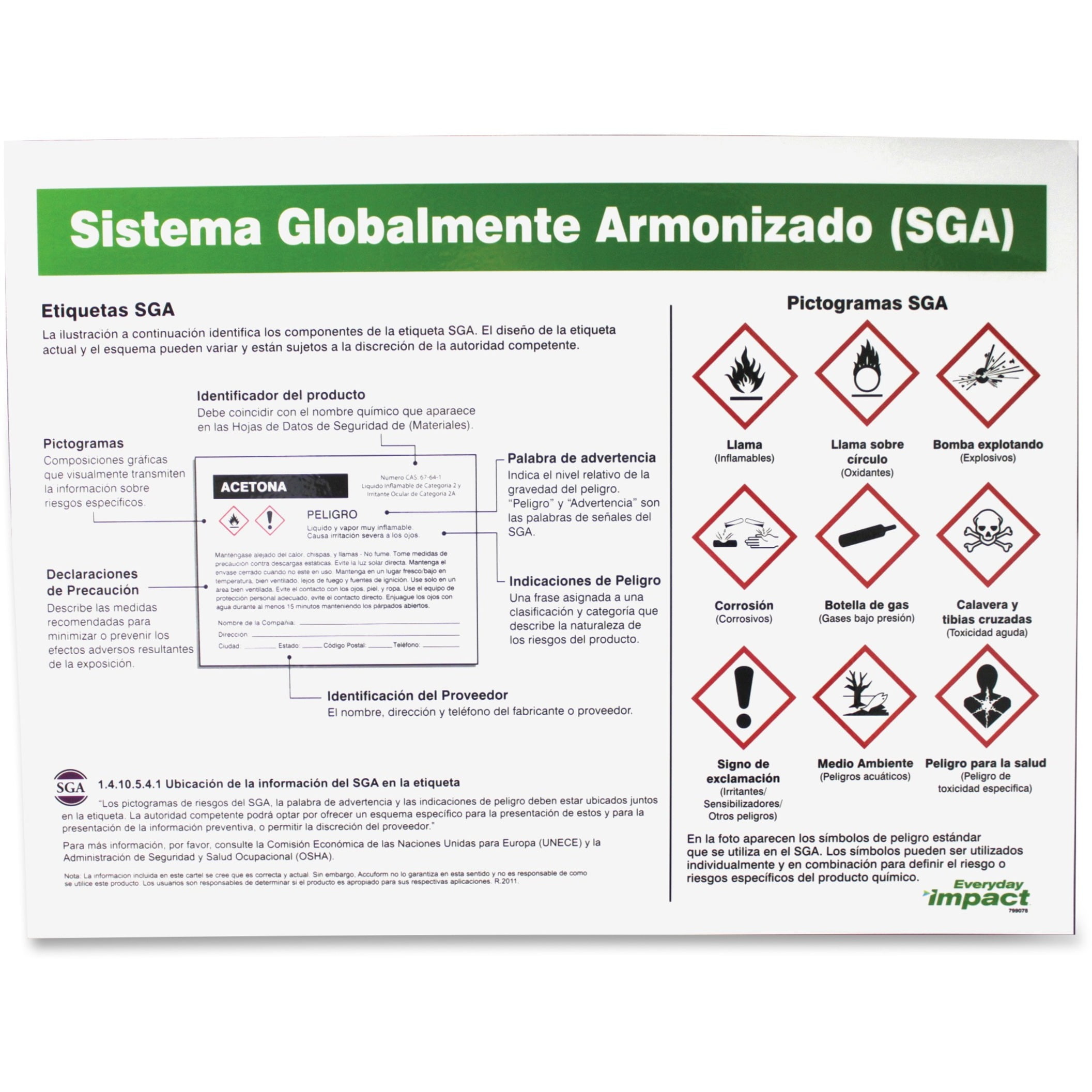 Impact Products GHS Label Guideline Poster, Spanish, 18" x 24 ...