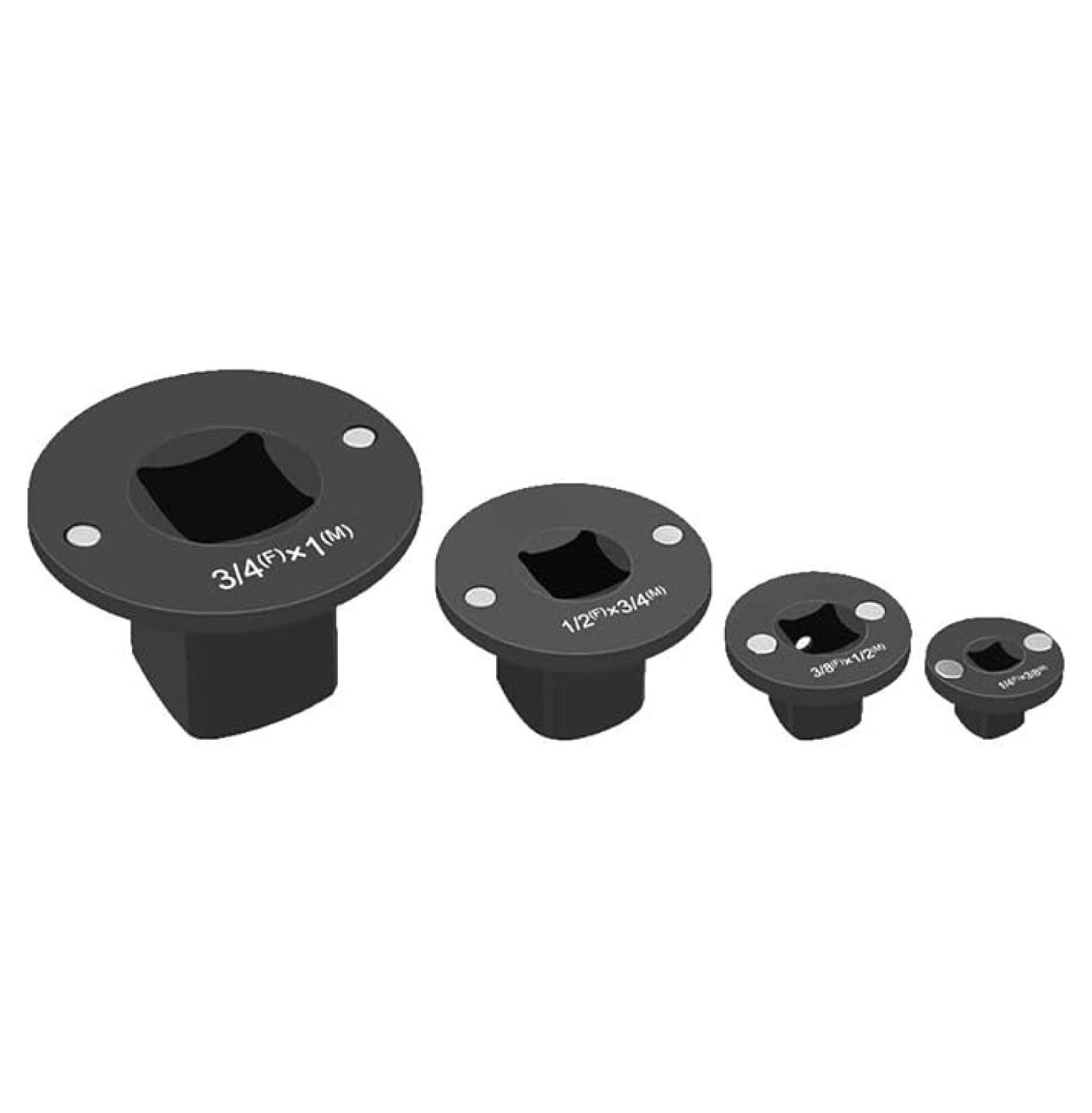 Impact Socket Adapter Set 4PC - Low Profile Ratchet Adapters, 1" to 1/4 ...