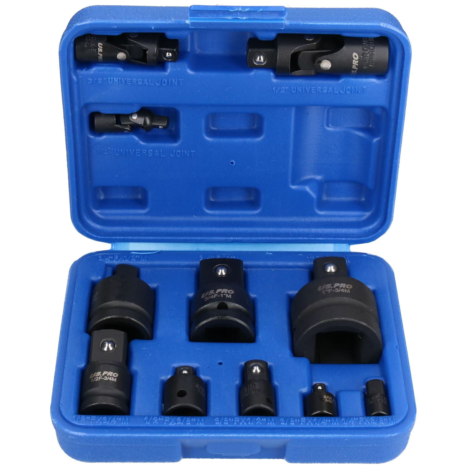 Impact Socket Adaptor Step Up Reducer And Universal Joint Set 11pc ...