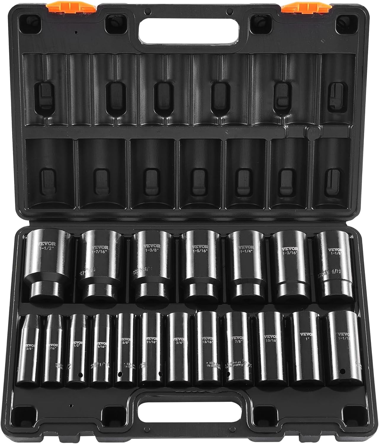 Impact Socket Set, 1/2" 19 Piece Impact Sockets, Deep Socket, 6-Point ...