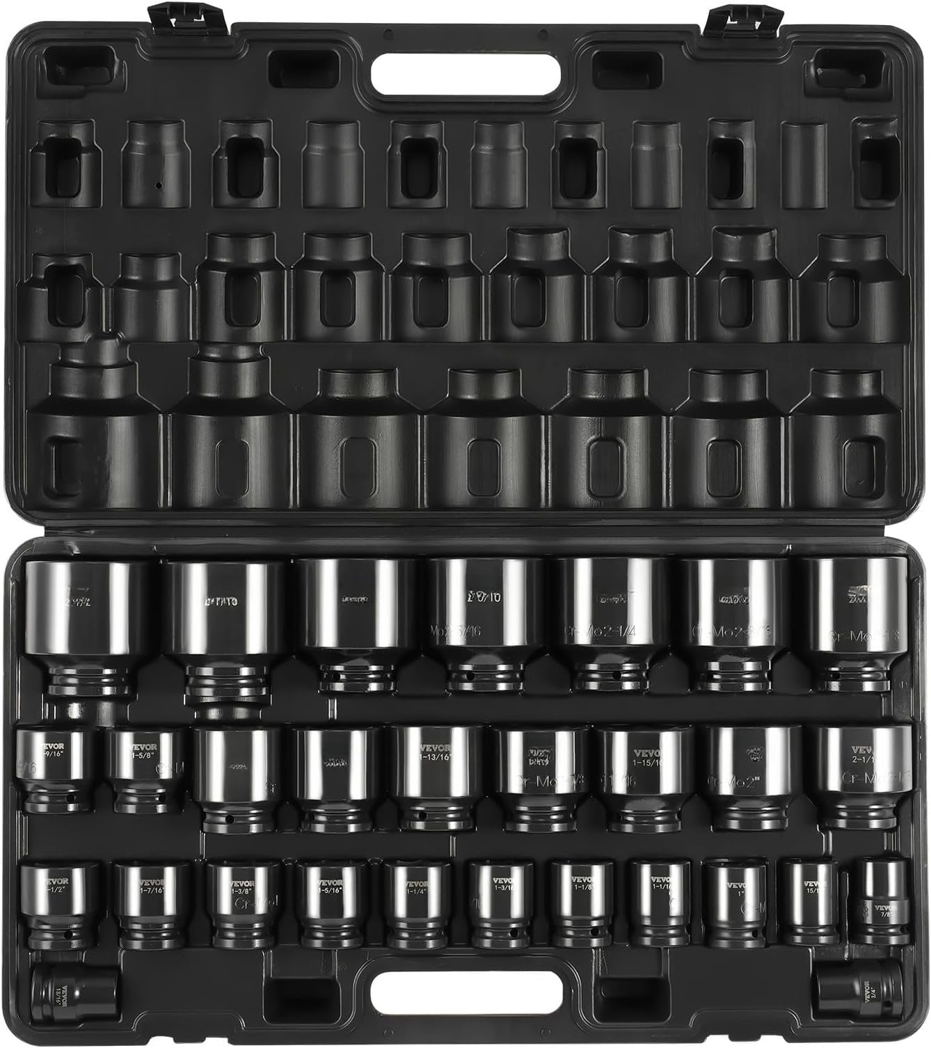 Impact Socket Set 3/4 29 count Impact Sockets, 6-Point Sockets, Rugged Construction, CR-M0, 3/4 ...