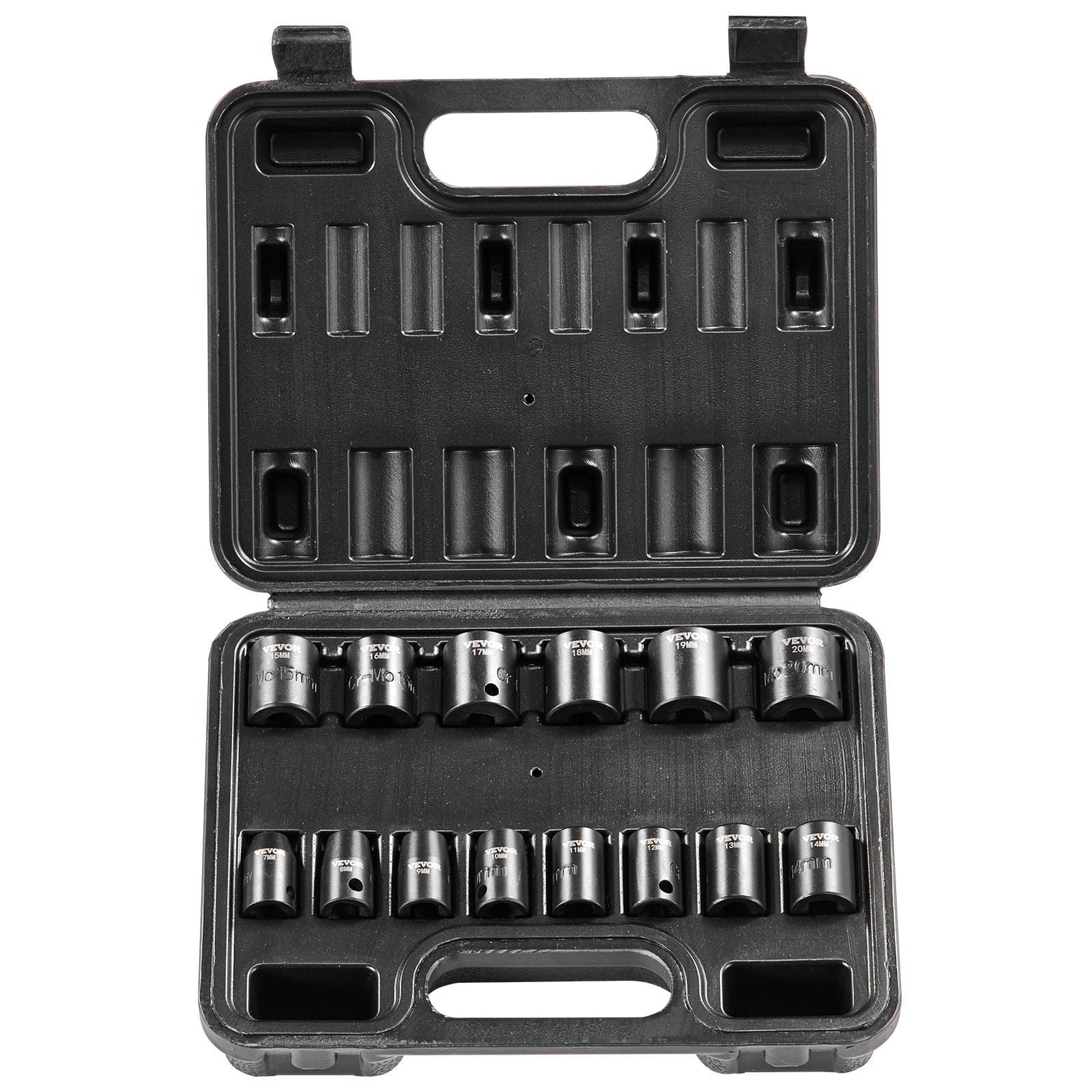 Impact Sockets Set 14pcs 6-Point 3/8in Drive Ratchet Tool Kit with Cr ...