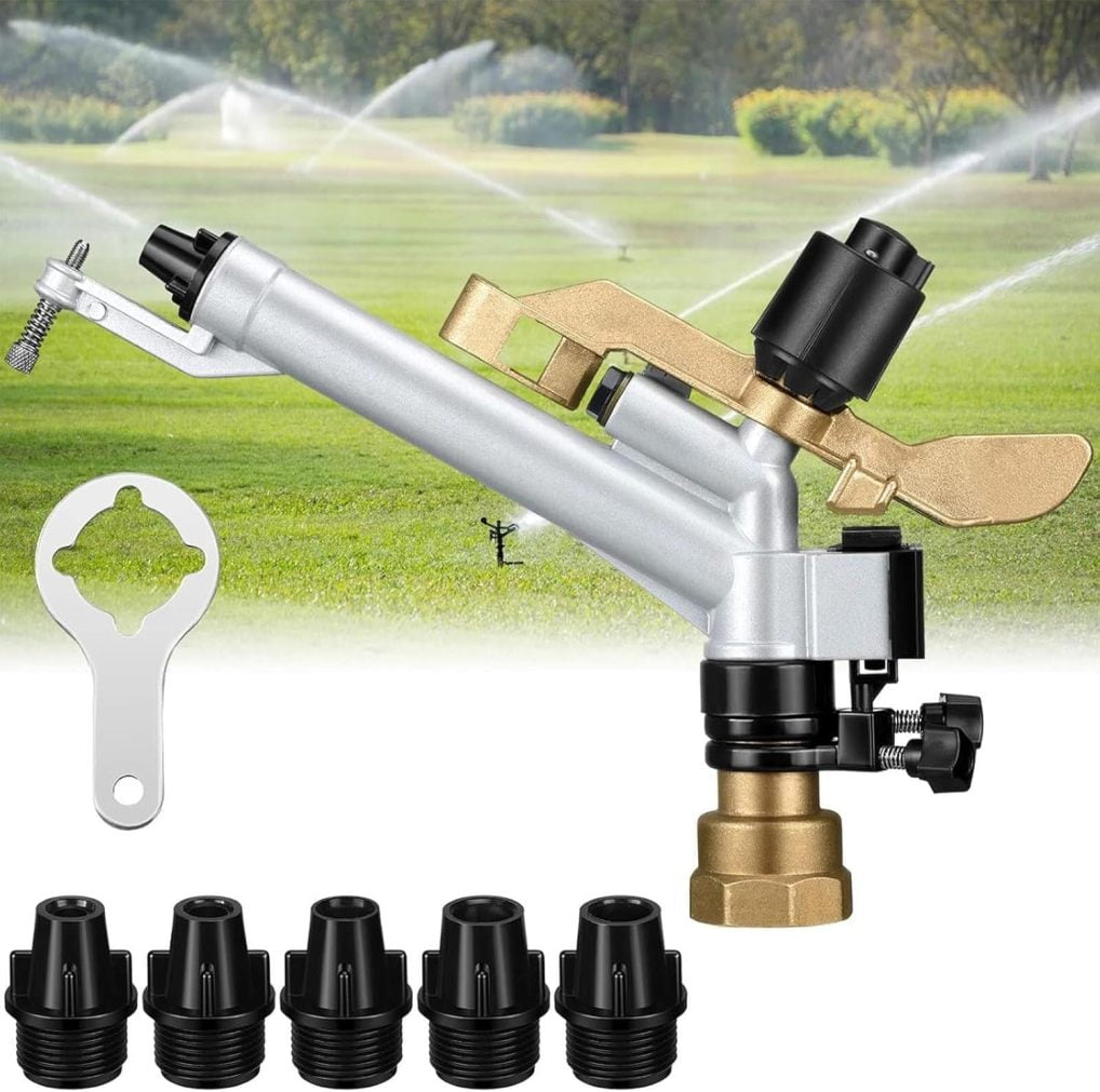 Impact Sprinkler, 360°Adjustable Long Range Water Irrigation Spray Tool ...