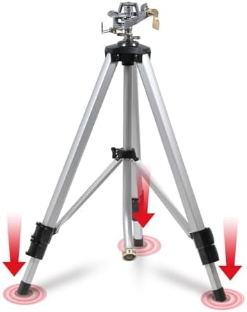 Impact Sprinkler on Adjustable Tripod Base, 360 Degree Large Area ...