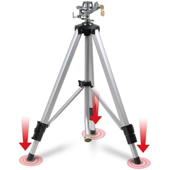 Impact Sprinkler on Adjustable Tripod Base, 360 Degree Large Area ...
