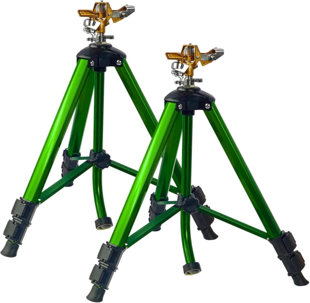 Impact Sprinkler on Tripod Base, 2 Pack Tripod Sprinklers with Brass ...
