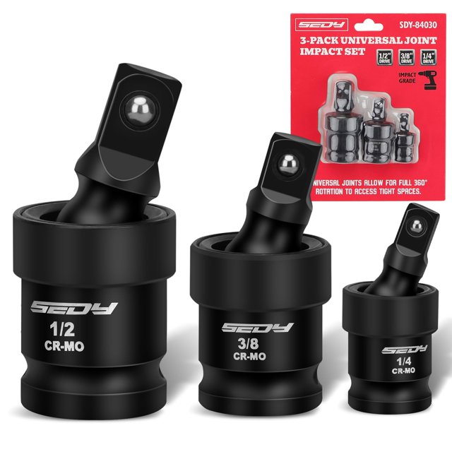 Impact Universal Joint-Socket Swivel Set: 3-Piece 1/2", 3/8", 1/4 ...
