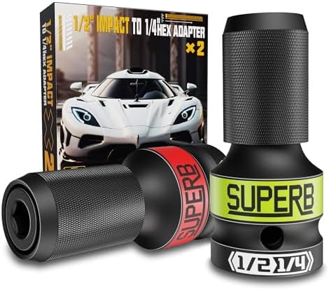 Impact Wrench Adapter, Impact to 1/4 Hex Converter, 1/2-inch Square ...