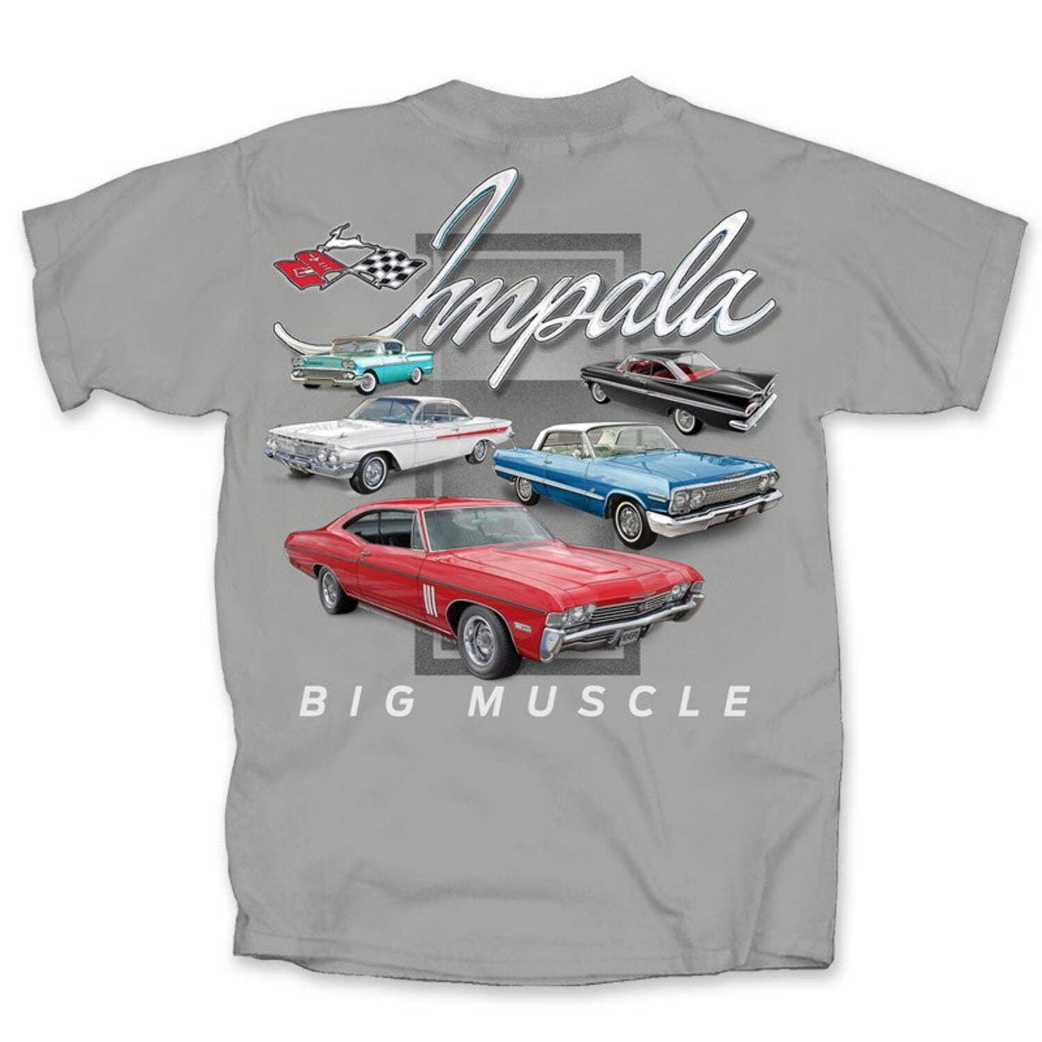 Impala Big Muscle Chevy Mens Gray T shirt(Joe Blow t's)Licensed ...