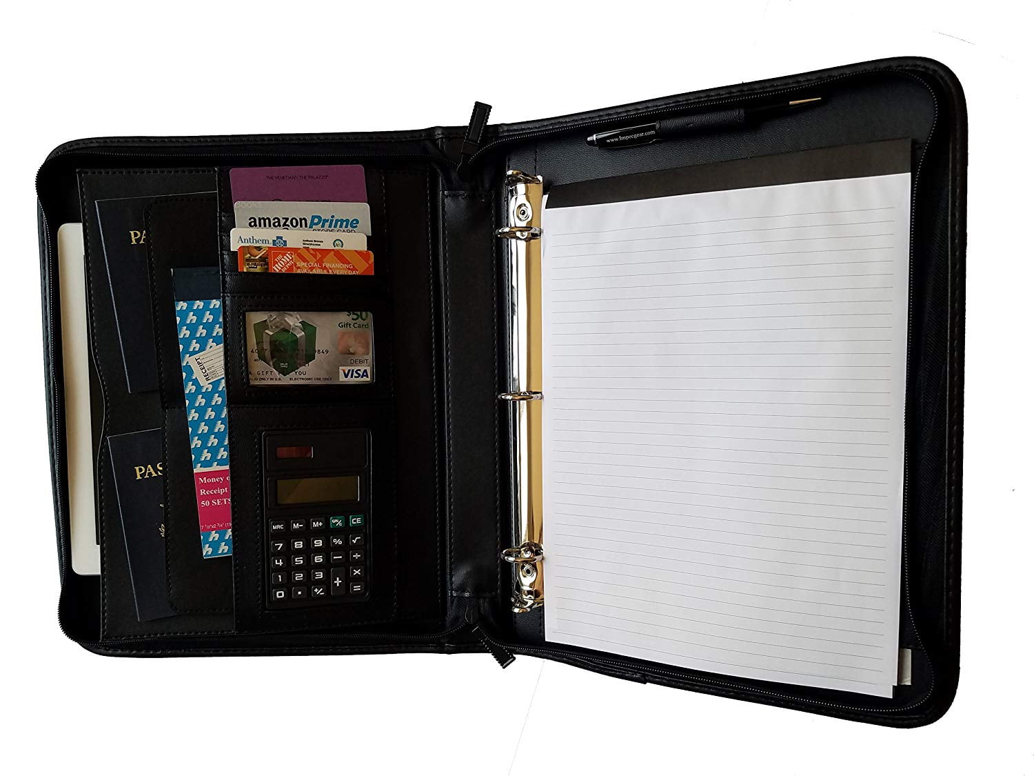 ImpecGear Executive Zippered Padfolio Portfolio Binder Folder File ...