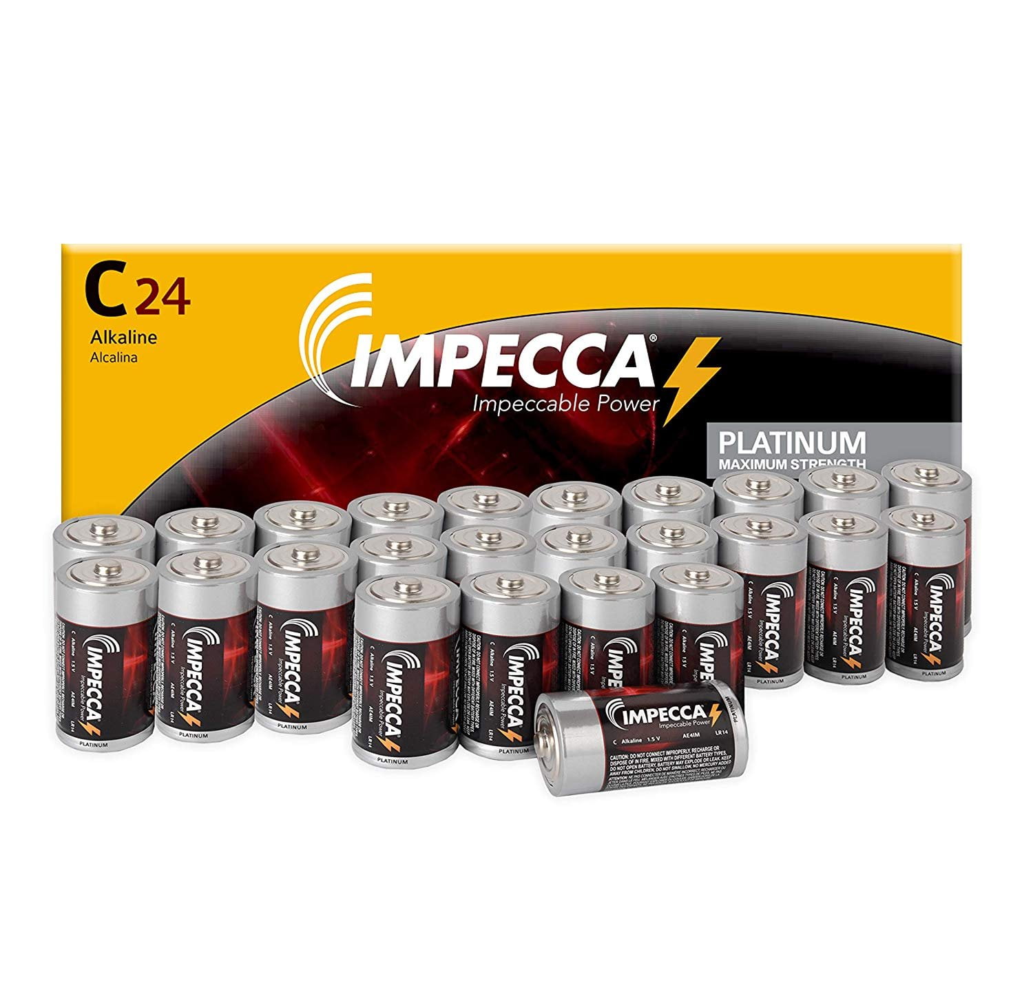 Impecca 1.5 Volt All Purpose Alkaline C Batteries- Platinum Series (24 ...