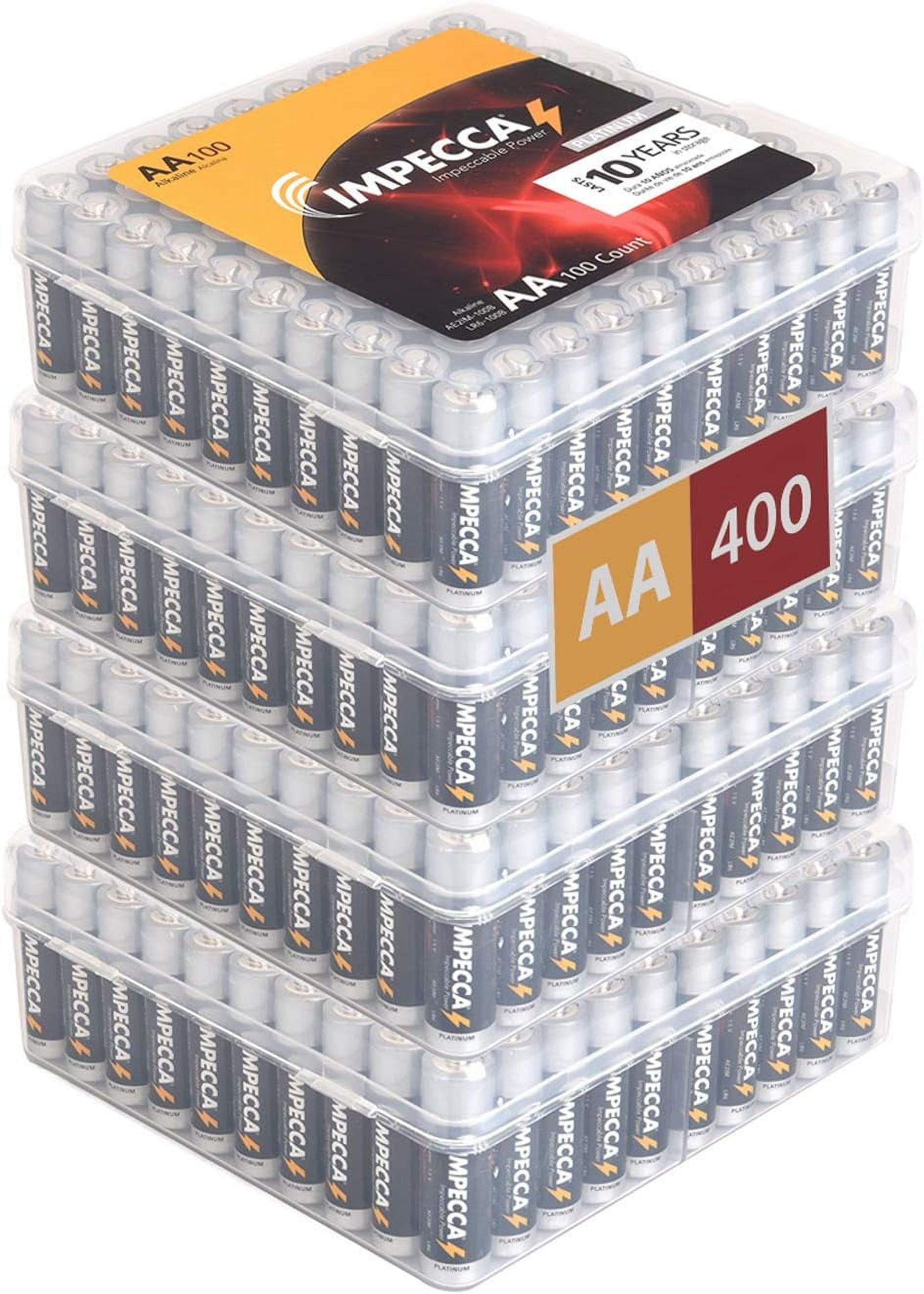 Impecca 400-Count AA Batteries High Energy Premium Alkaline Battery 1.5 ...