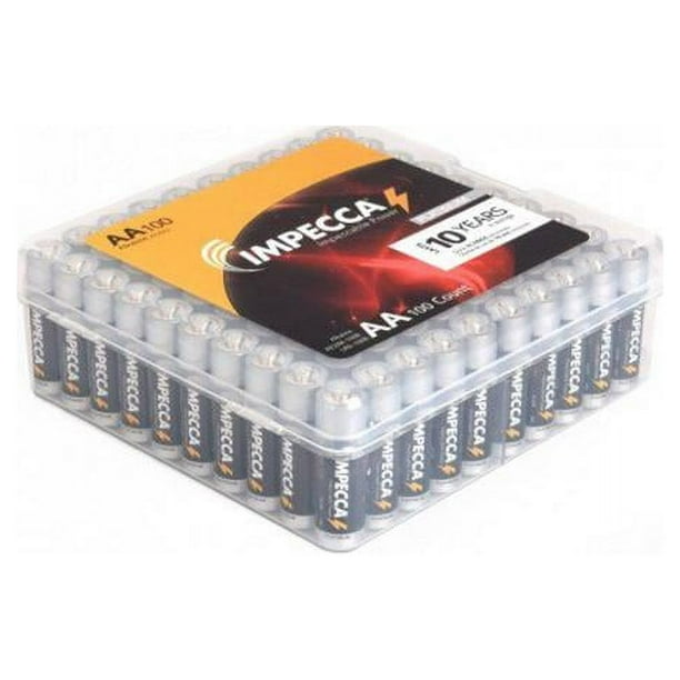 Impecca AE2IM-100B Alkaline AA LR06 Platinum Batteries - Pack of 100 ...