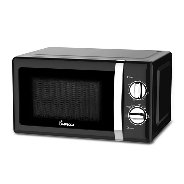 Impecca 0.7 Cu. Ft. Compact Retro Microwave Oven, Mechanical, Black ...