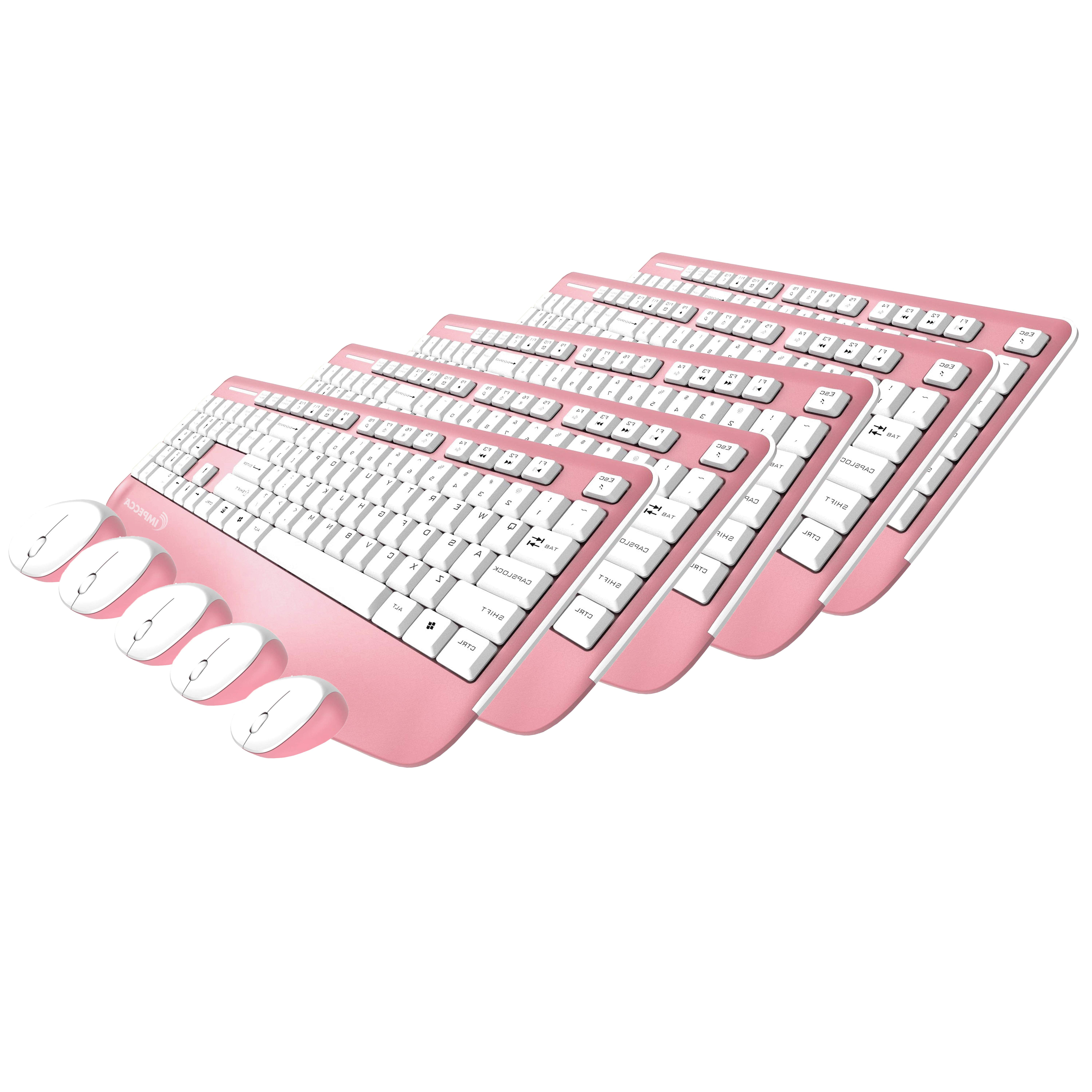 Impecca Pink Wireless Keyboard and Mouse Combo with Palm Rest, Full ...