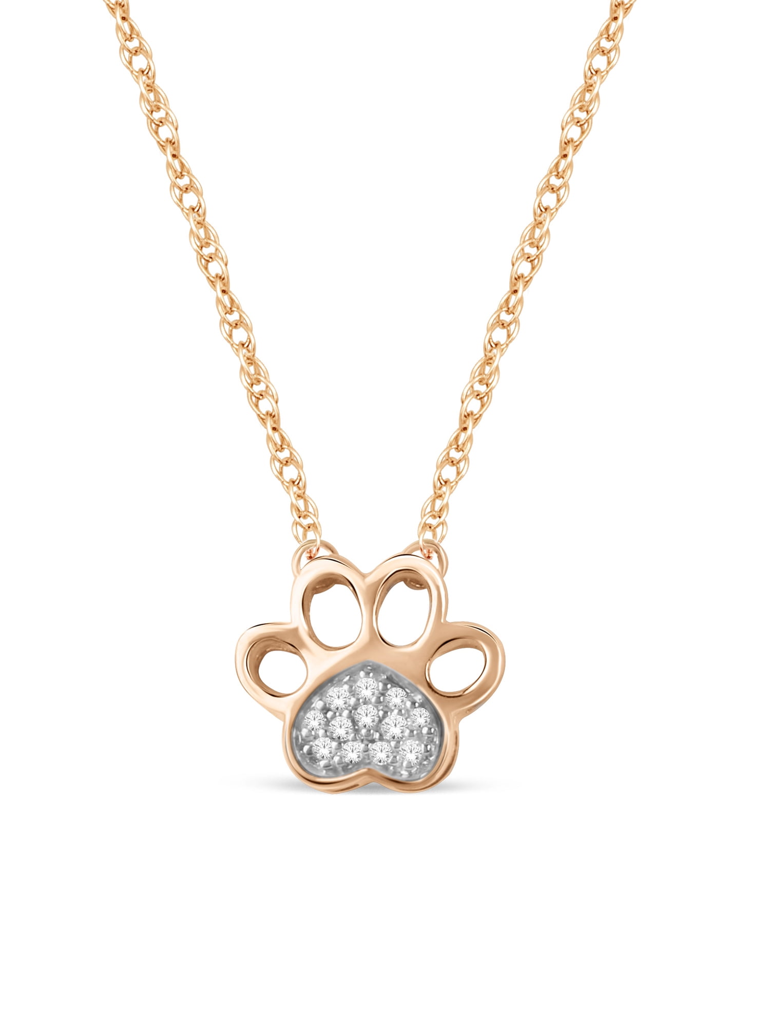 Imperial 0.03Ct TDW Diamond Dog Paw Print Pendant Neclace in Rose Gold ...
