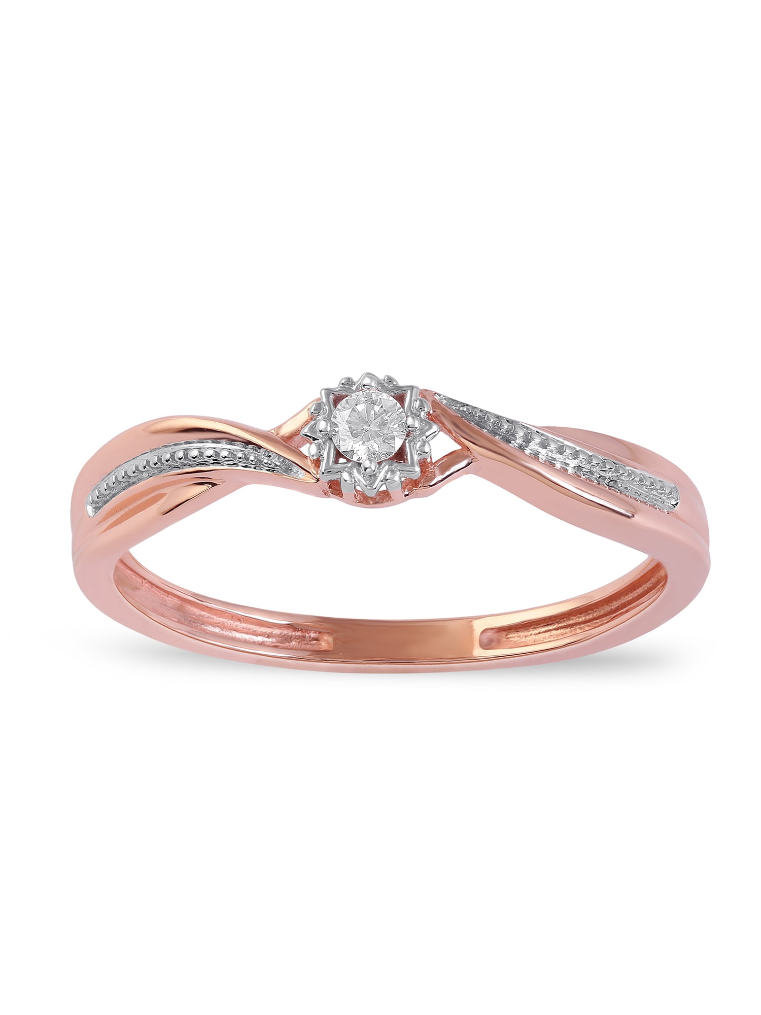Imperial 1/20 ct TDW Diamond Solitaire Ring, 10K Rose Gold - Walmart.com