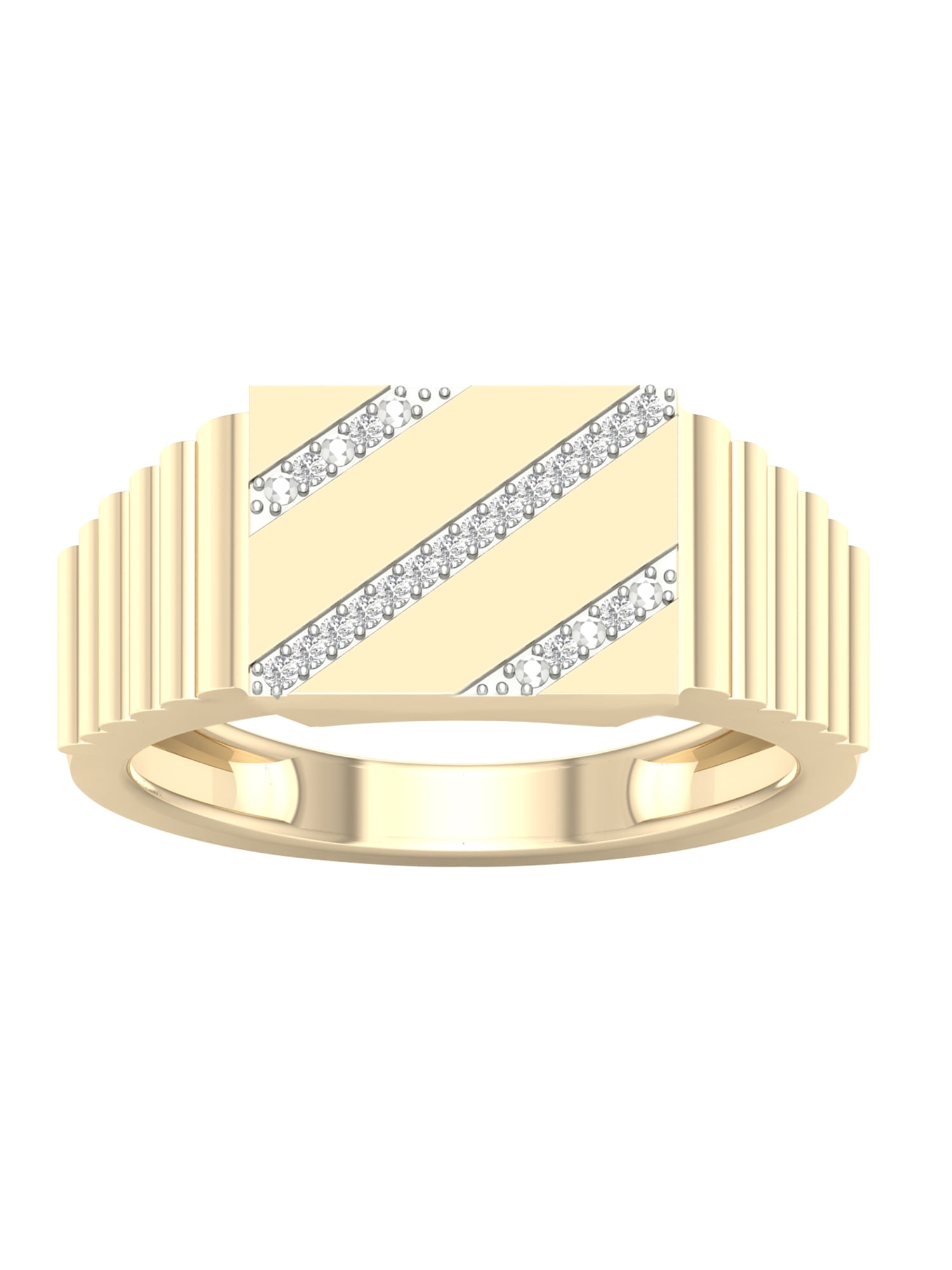 Imperial 1/20Ct TDW Diamond 10k Yellow Gold Slanting Diamond Row Step ...