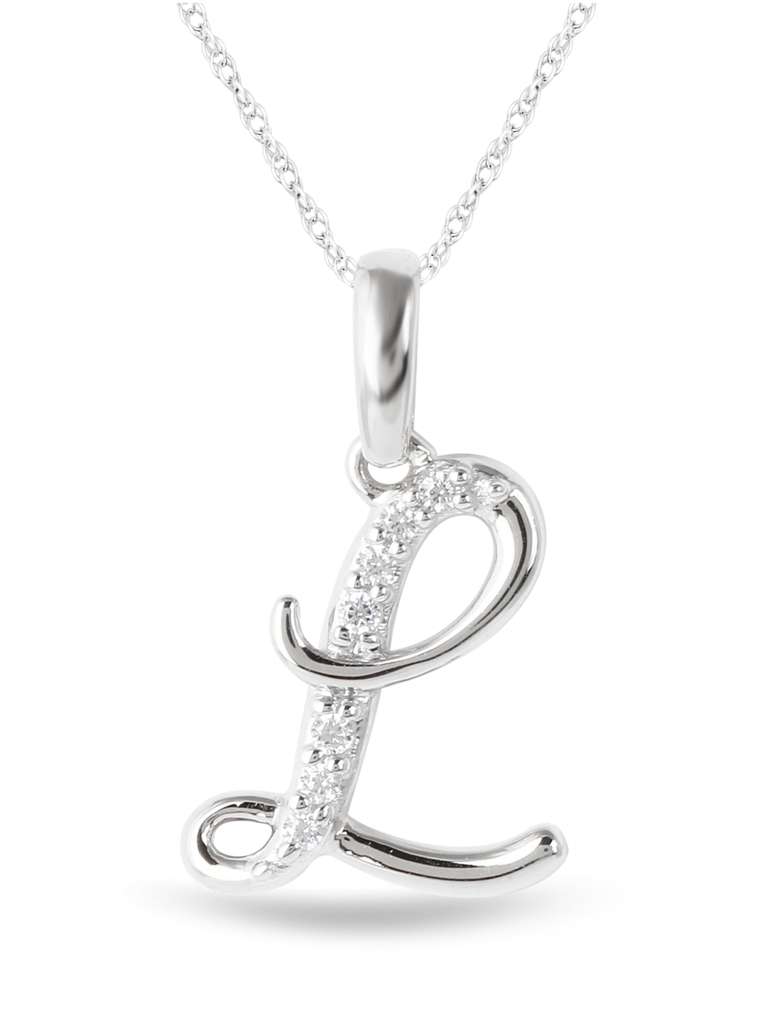Imperial 1/20Ct TDW Diamond Alphabet L Pendant Necklace for Women in ...