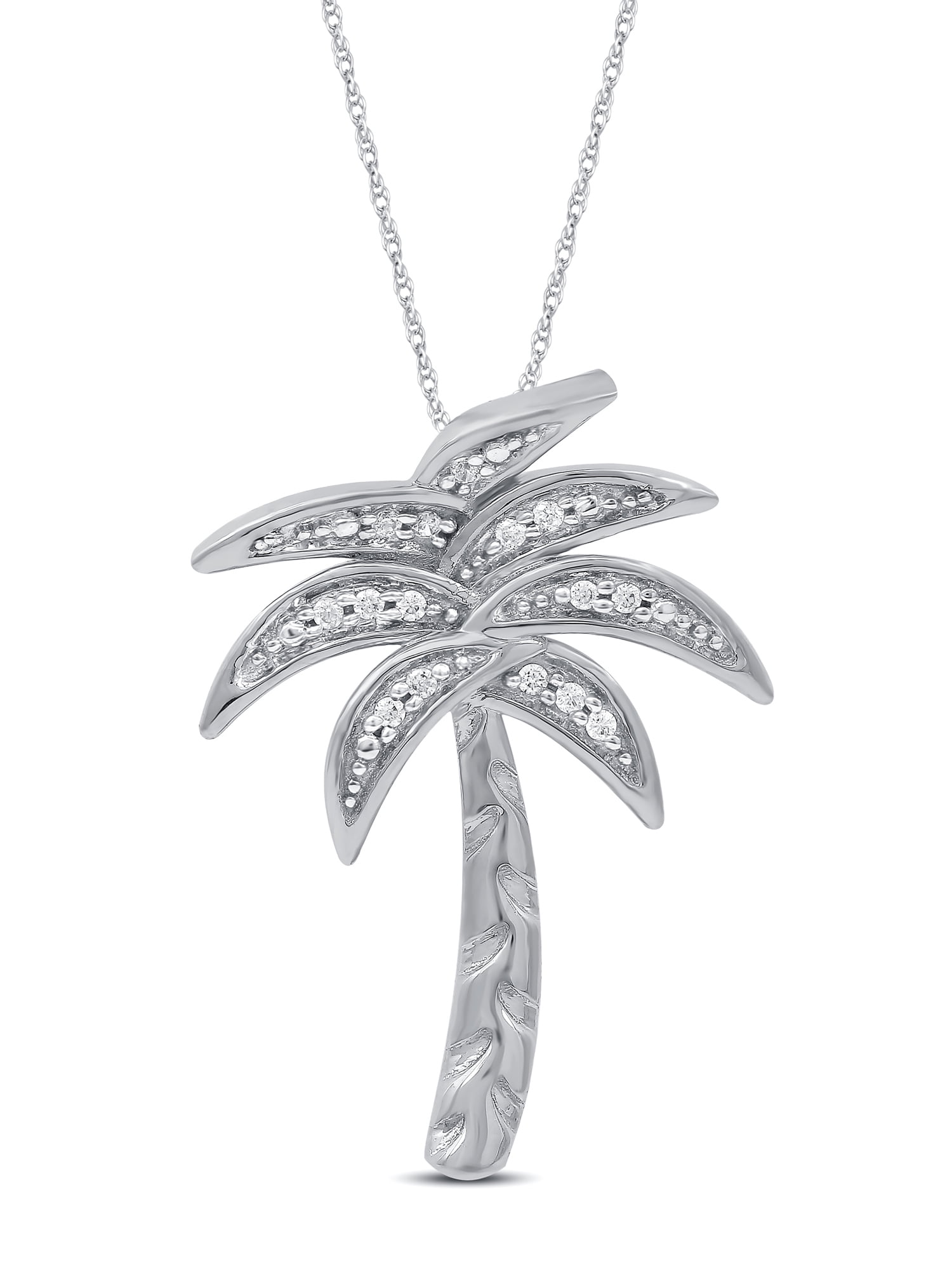 Imperial 1/20Ct TDW Diamond Palm Tree Necklace in S925 Sterling Silver ...