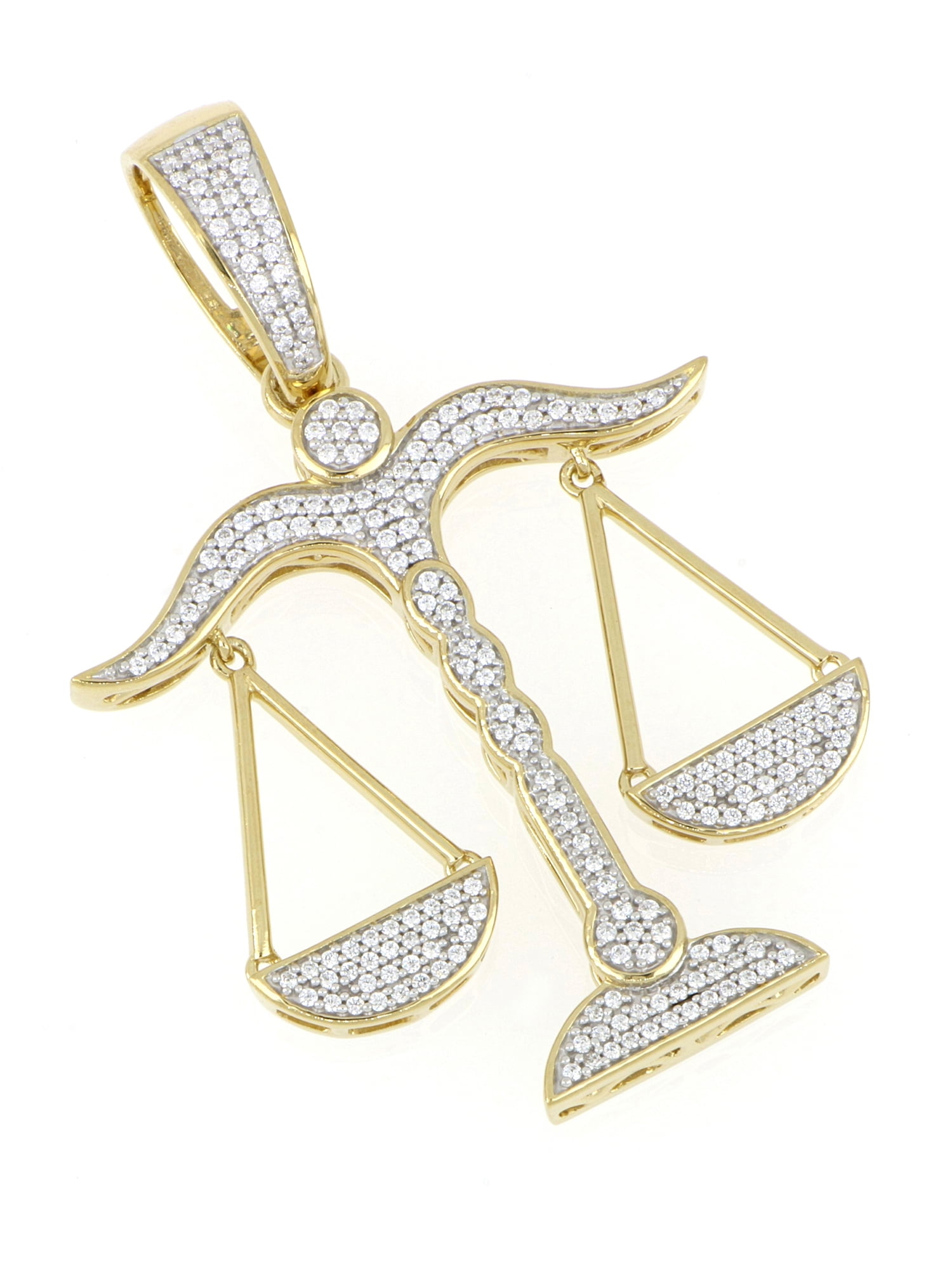 Imperial 1 2Ct TDW Diamond 10K Yellow Gold Libra Sign Hip Hop Pendant