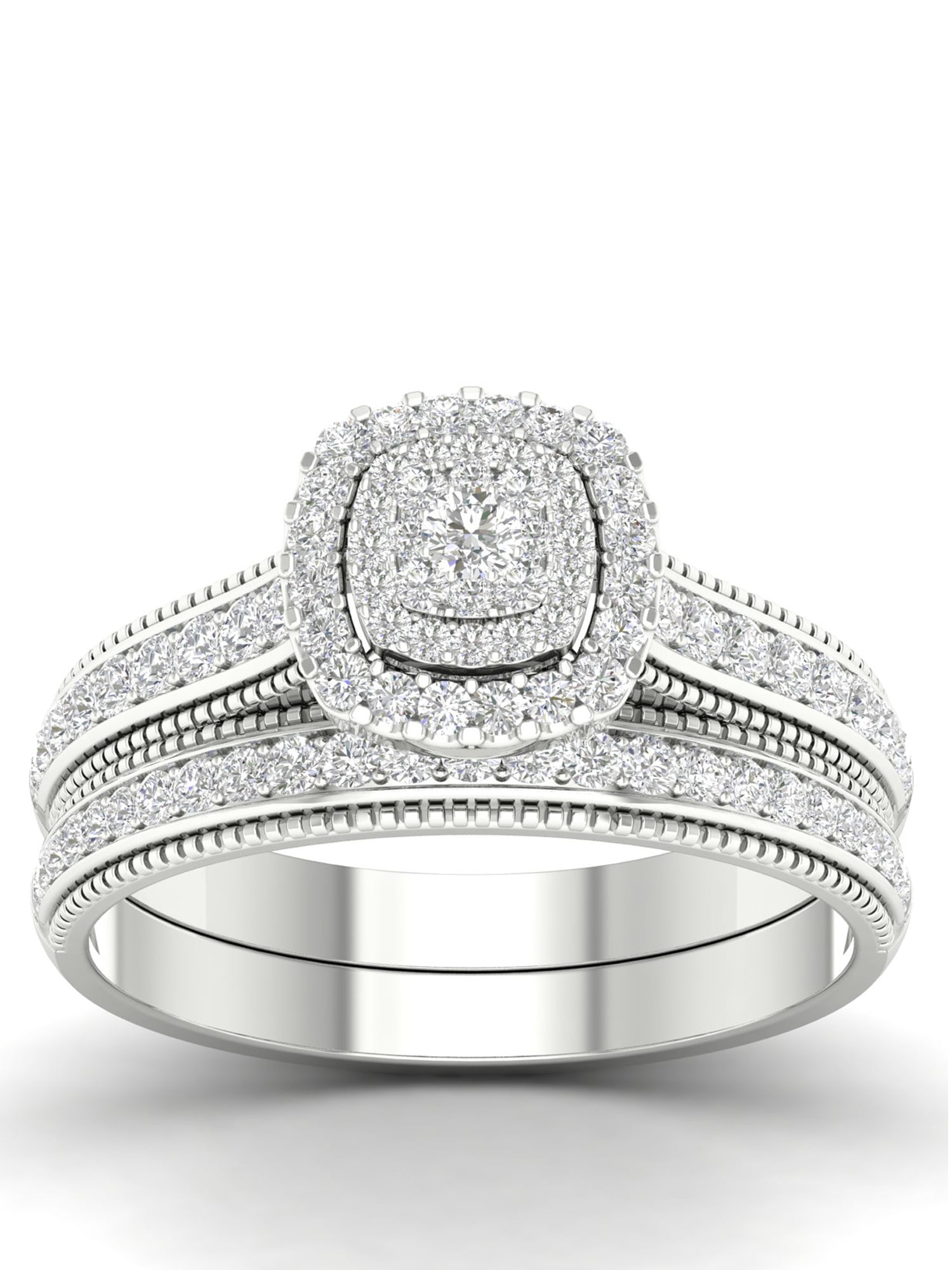 18ct white gold 1.25 ct diamond double halo princess ring store