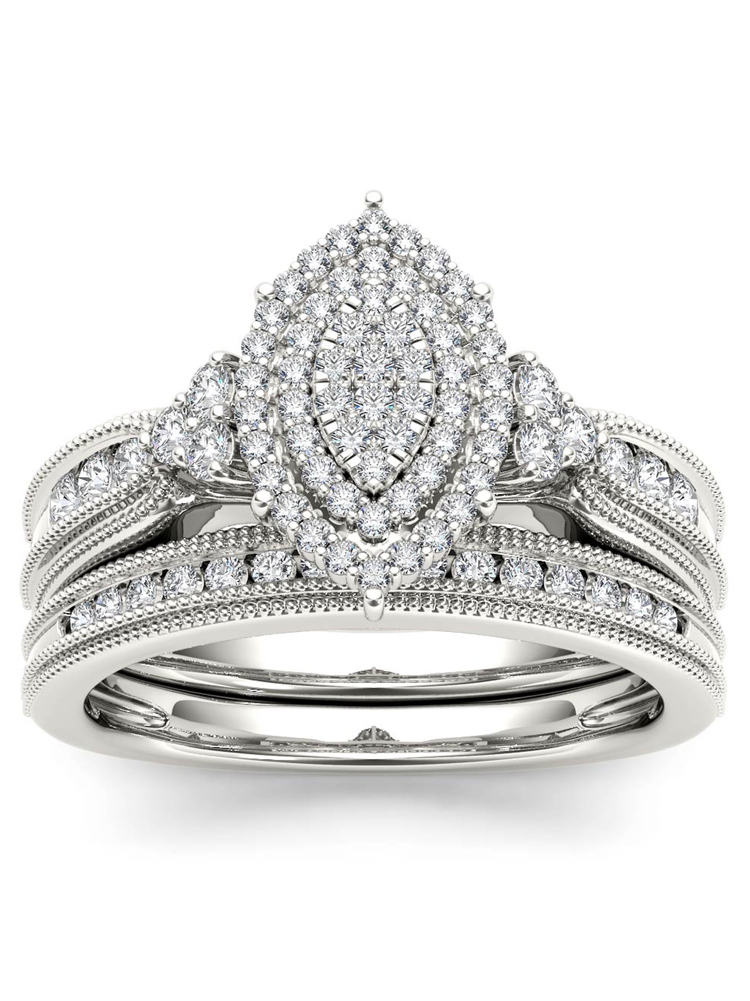 Imperial 1/2Ct TDW Diamond 14k White Gold Marquise Cluster Halo Vintage ...