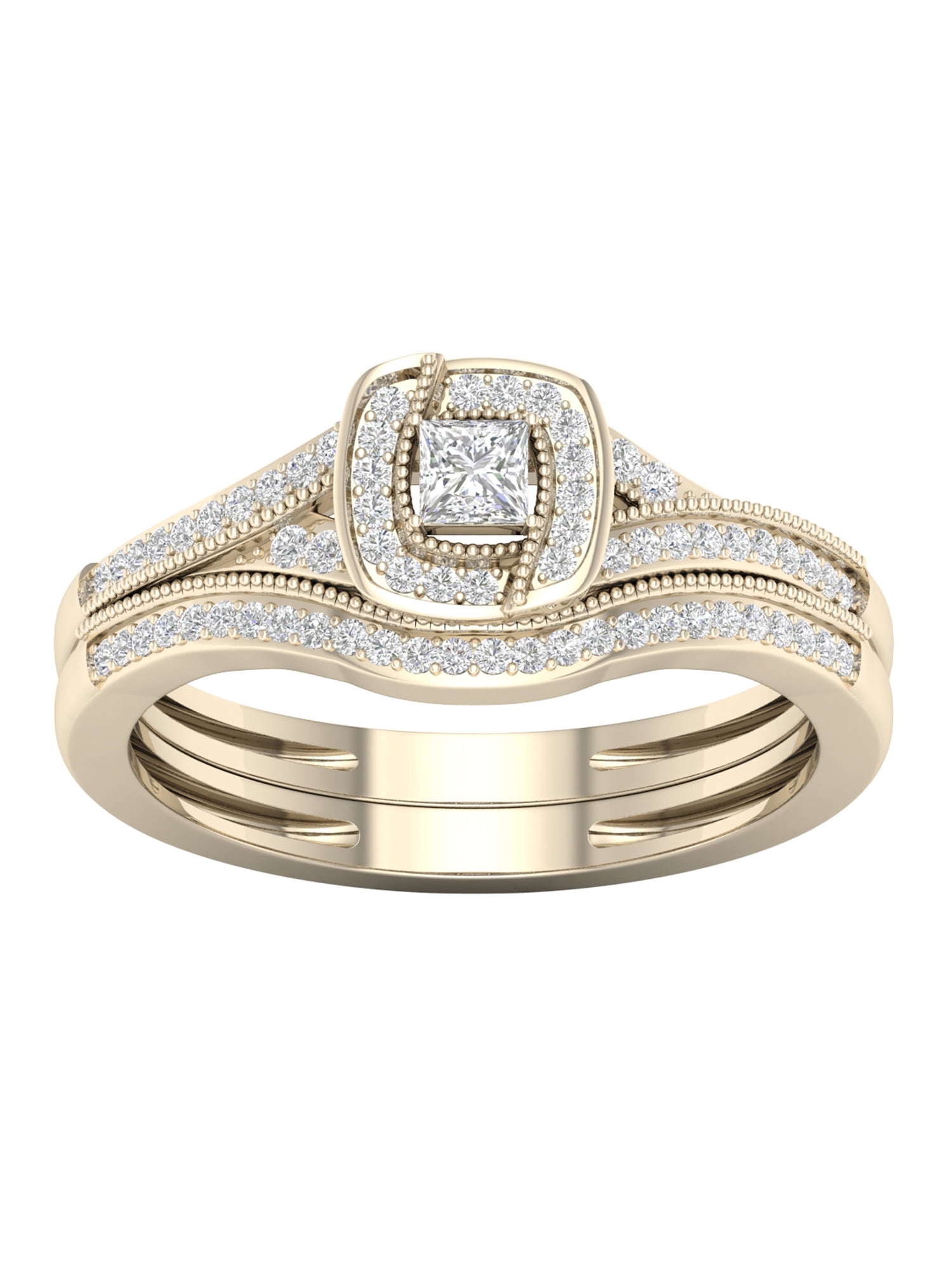 Imperial 1/3Ct TDW Diamond 10k Yellow Gold Halo Bridal Set (H-I, I2 ...