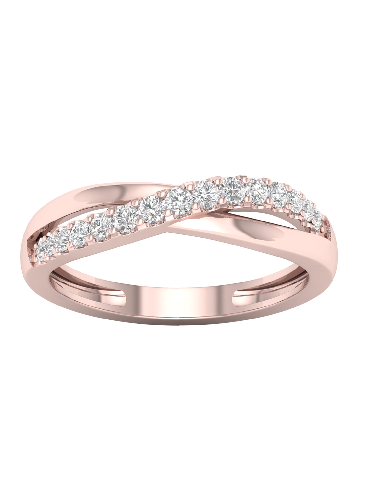 Imperial 1/5Ct TDW Diamond 10k Rose Gold Crossover Ring (H-I, I2 ...
