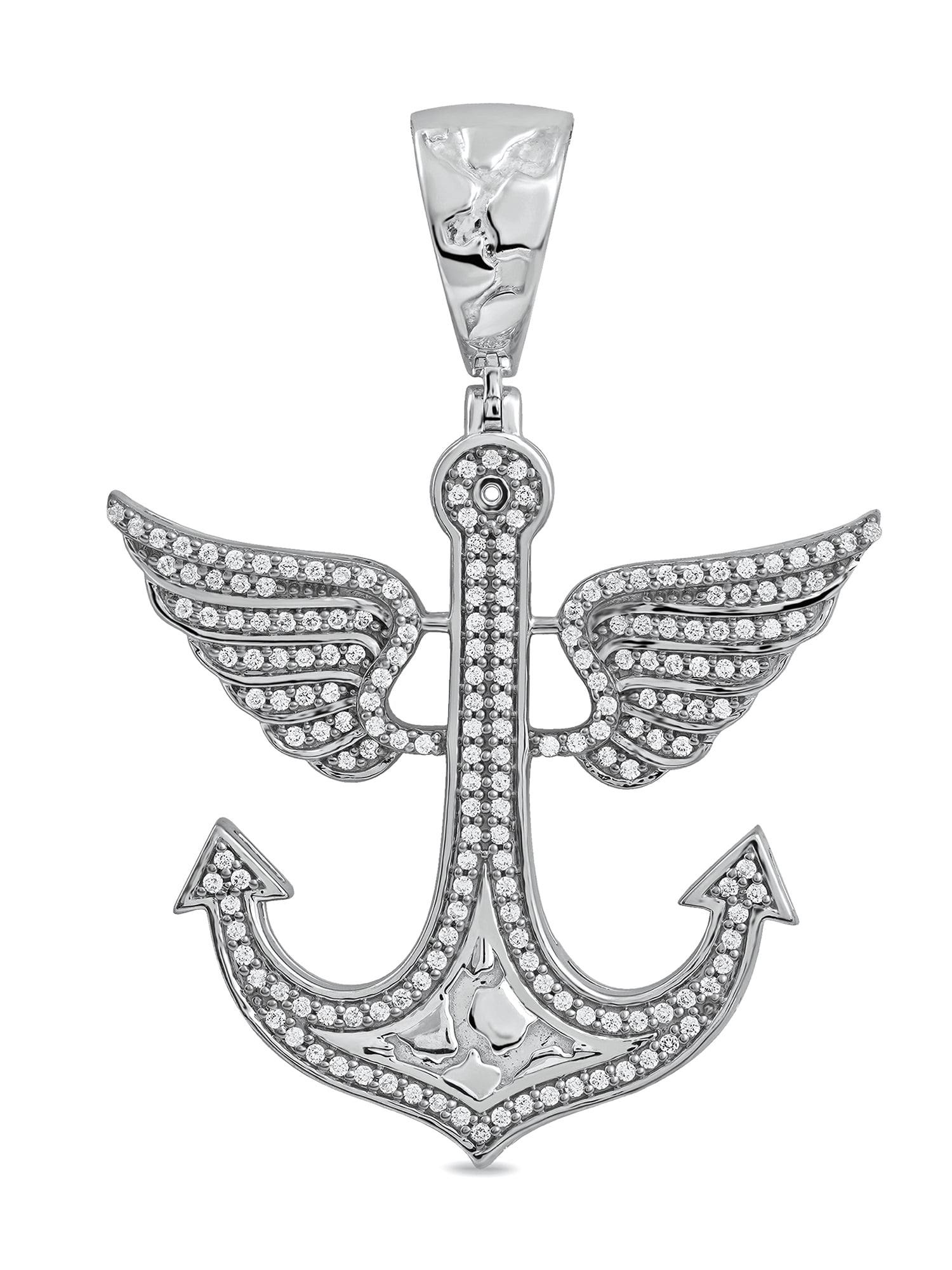 Imperial 10k White Gold 1/2Ct TDW Diamond Angel Wings Anchor Hip Hop ...