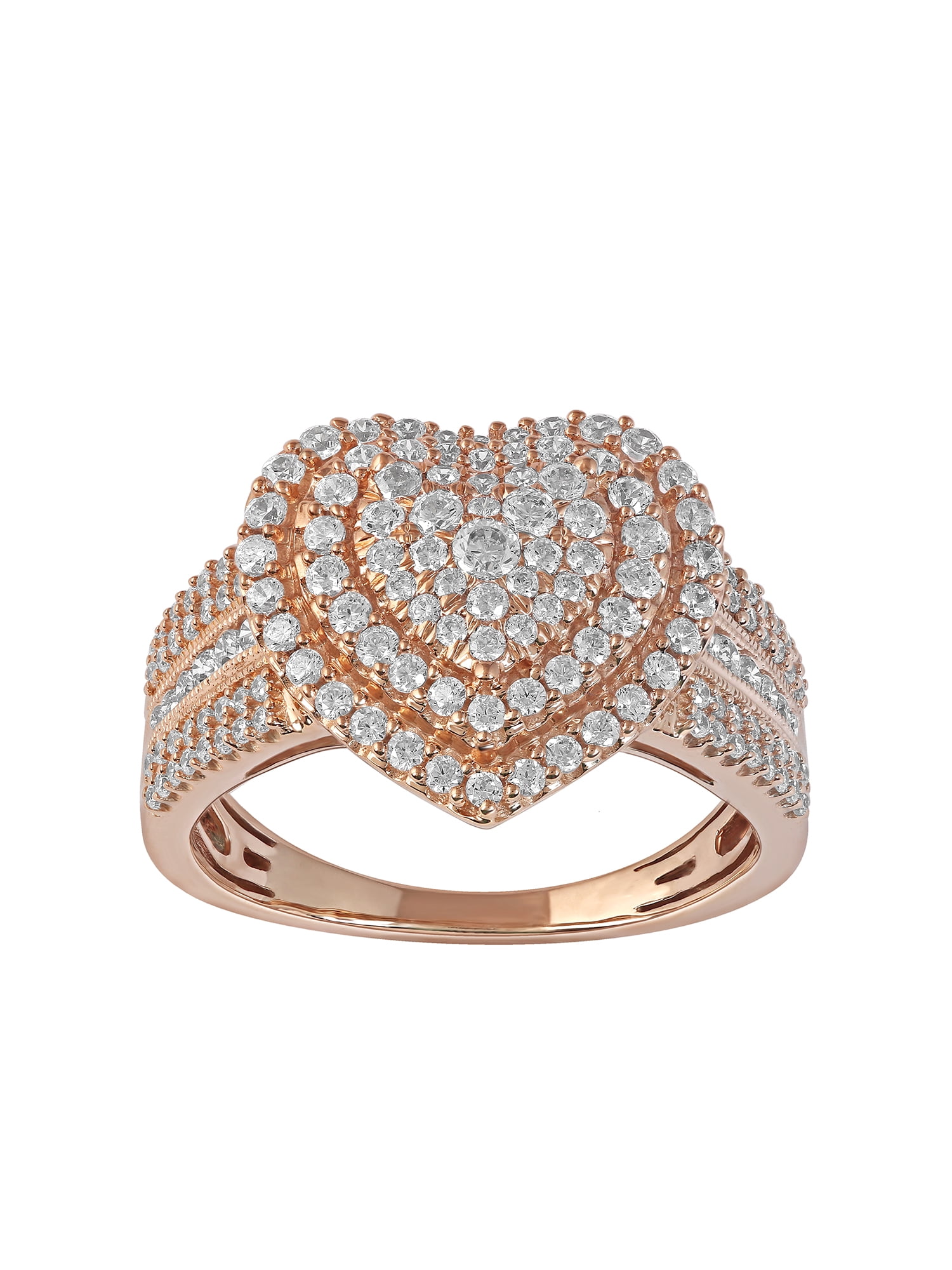 Imperial 14K Rose Gold 1Ct TDW Diamond Heart Cluster Halo Engagement ...