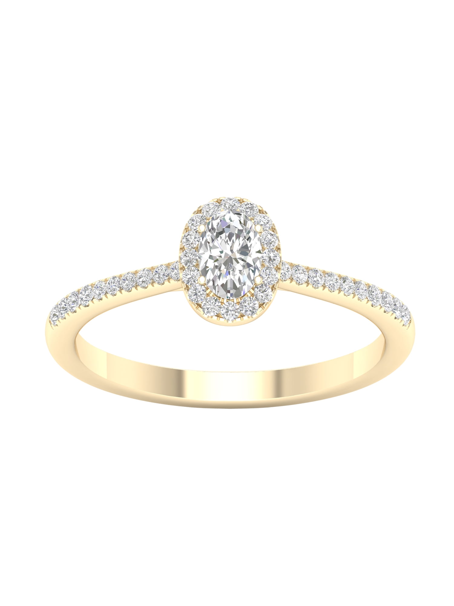Imperial 3/8 Ct TDW Oval Diamond Halo Engagement Ring in 10K Yellow ...