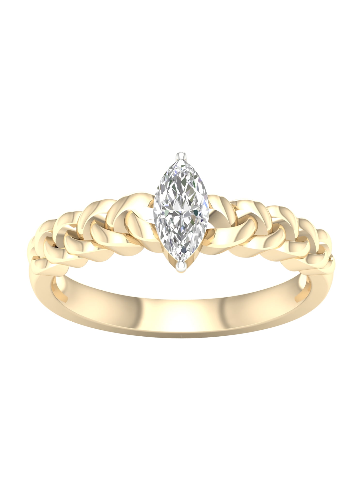 Imperial 3/8Ct TDW Marquise Diamond 10k Yellow Gold Cuban Link ...