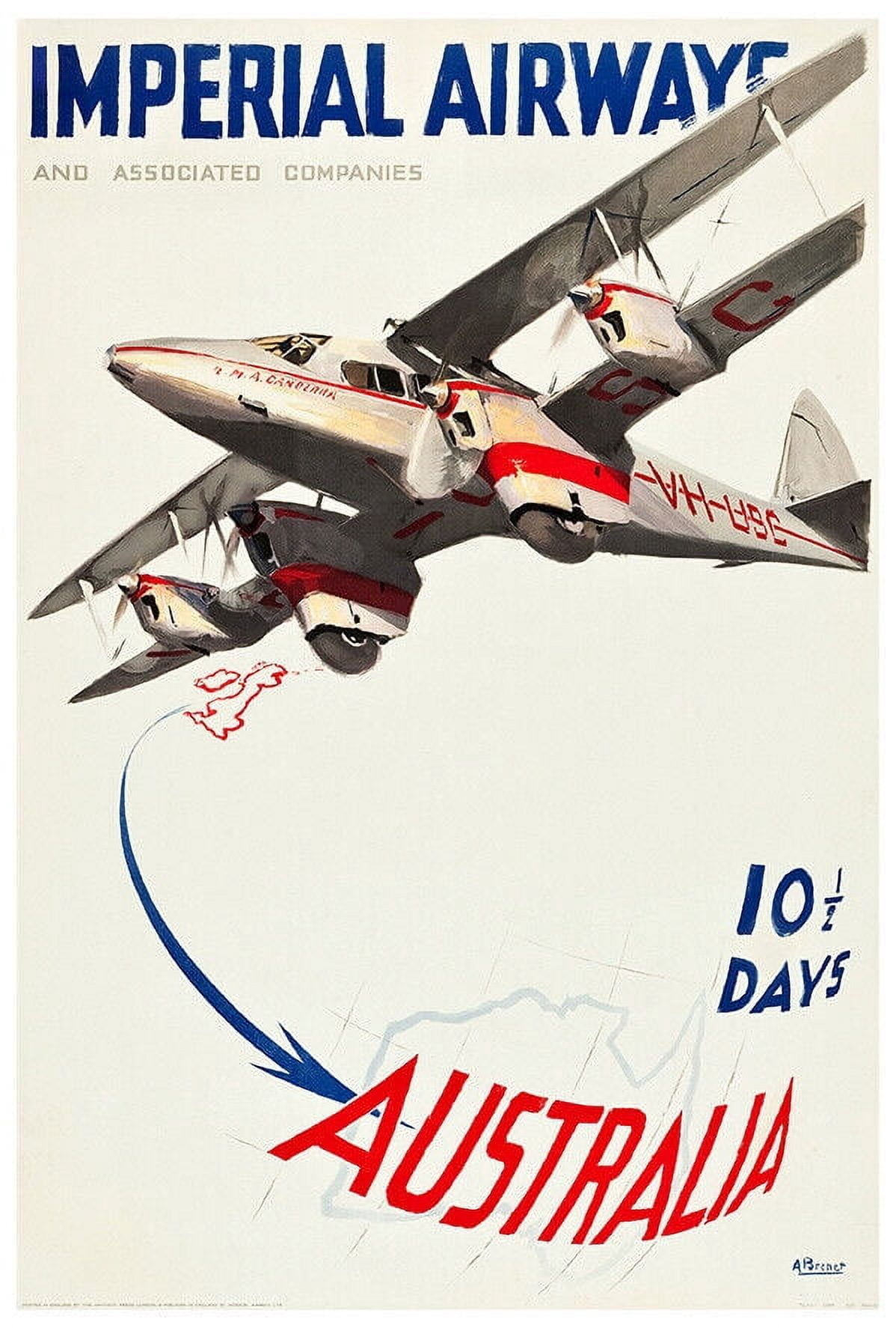 Imperial Airways - Australia - 1935 - Vintage Airline Travel Poster ...