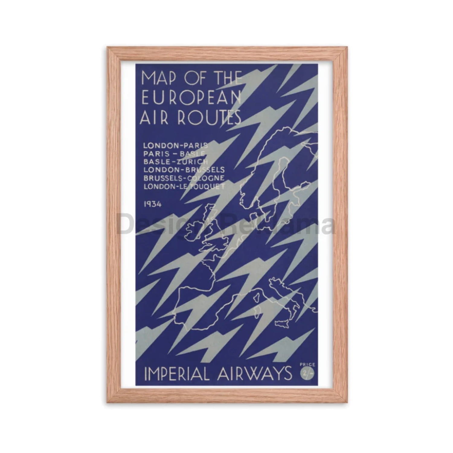 Imperial Airways Map of the European Air Routes, 1934. Designed by Lee ...