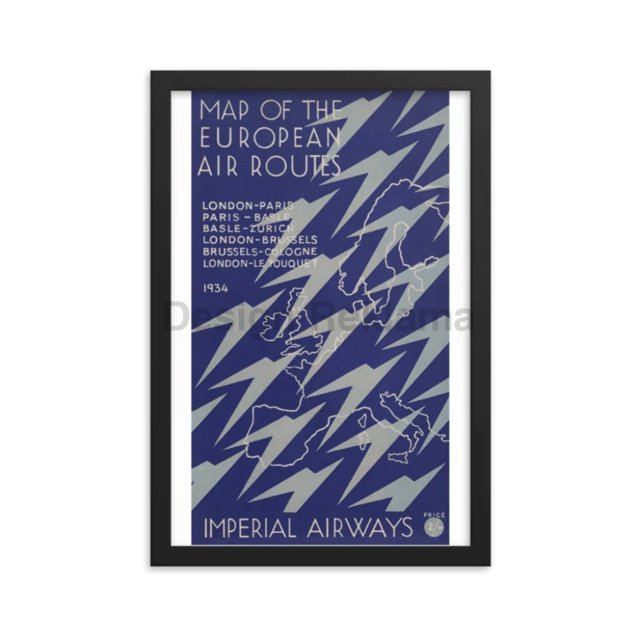 Imperial Airways Map of the European Air Routes, 1934. Designed by Lee ...