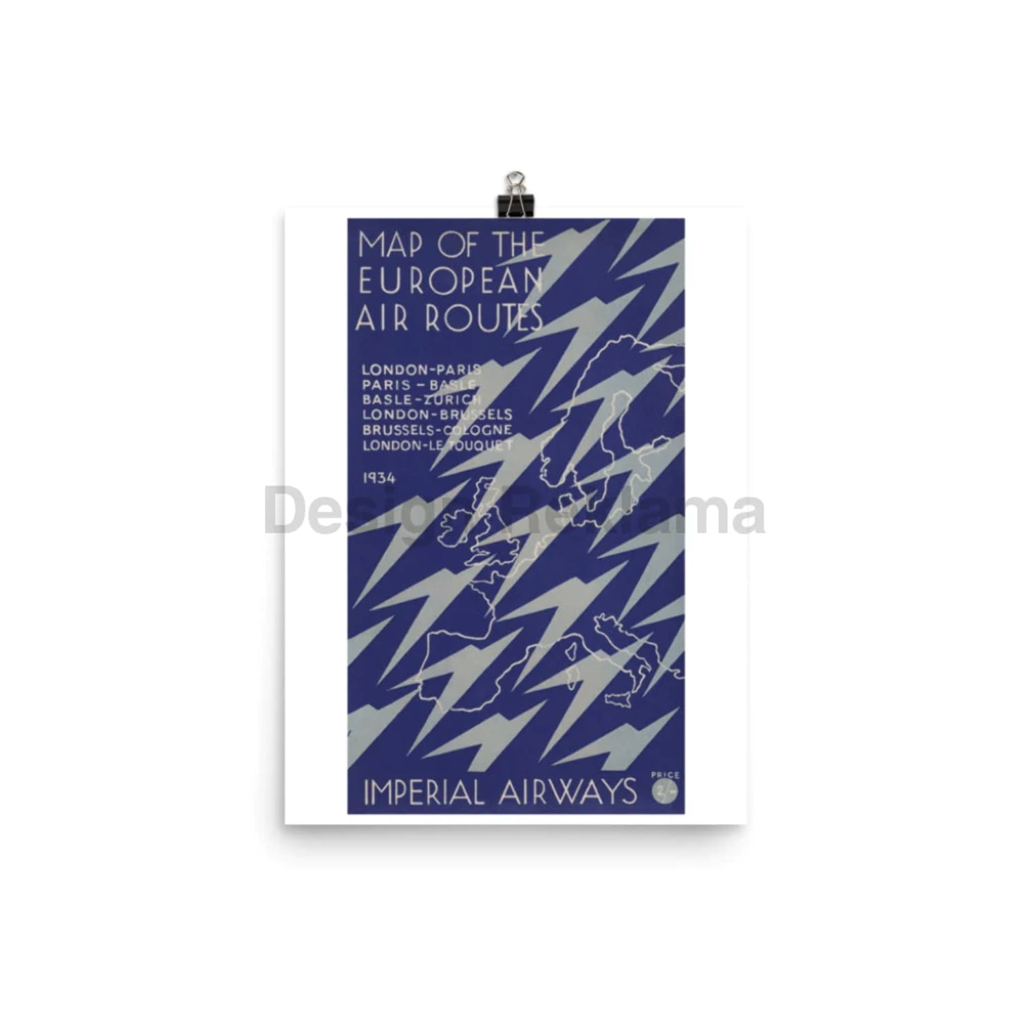 Imperial Airways Map of the European Air Routes, 1934. Designed by Lee ...