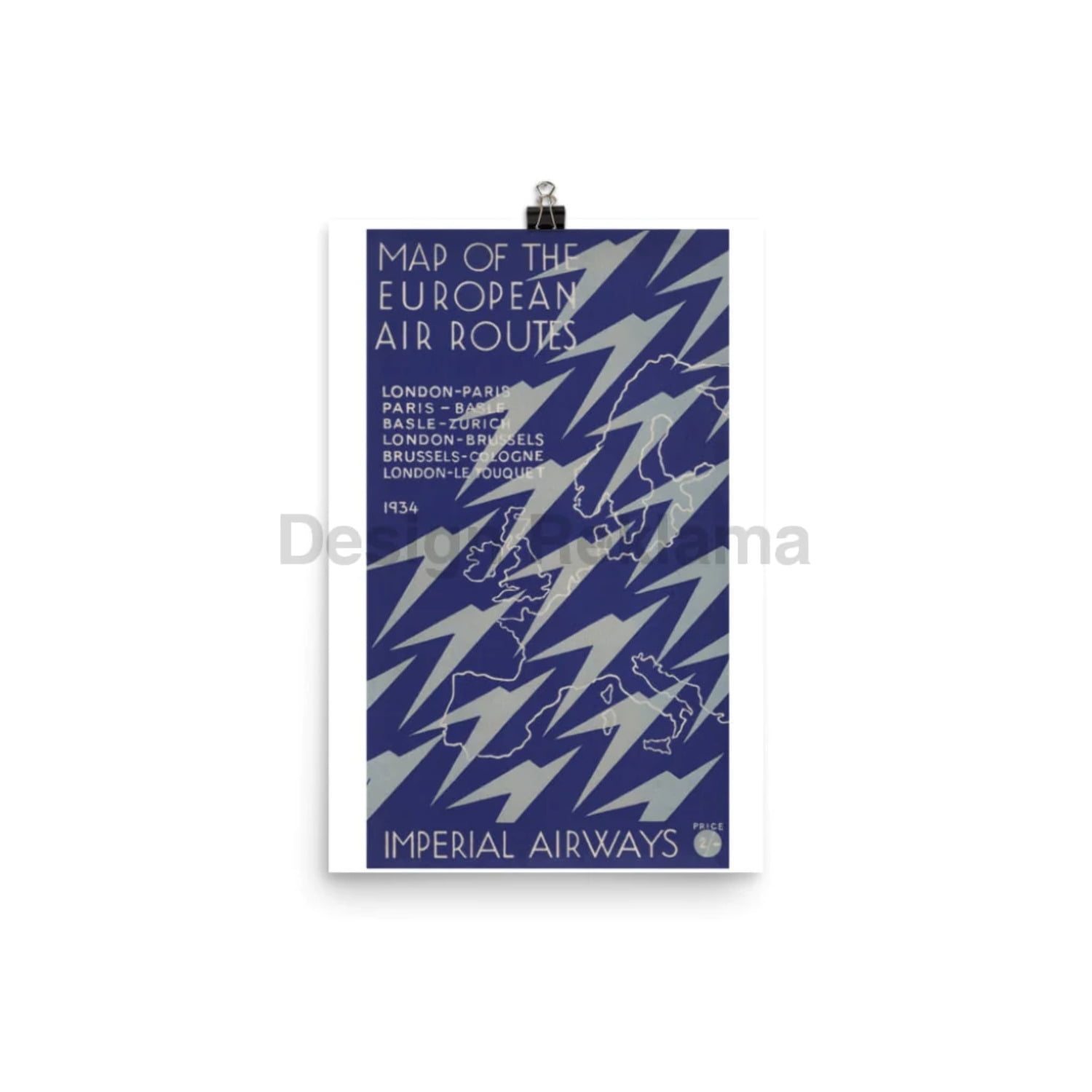 Imperial Airways Map of the European Air Routes, 1934. Designed by Lee ...