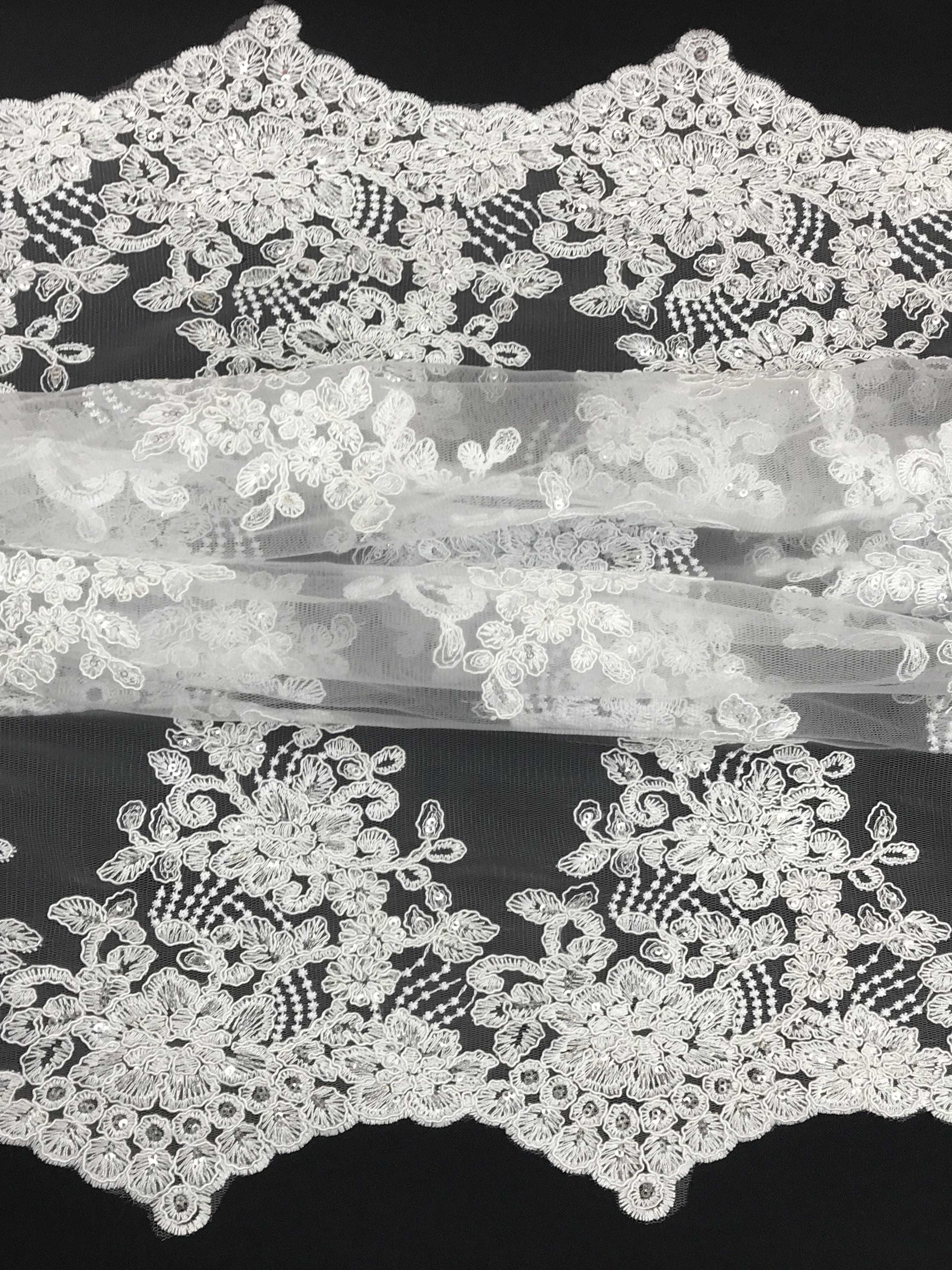 Imperial Bridal Lace Embroidered Clear Shiny Sequins, Sells by the Yard ...