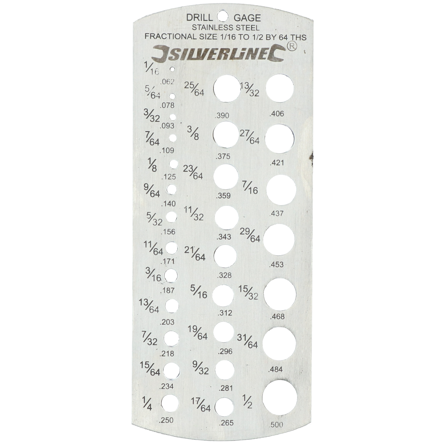 Imperial Fractional Drill Size Gauge 1/16"-1/2" Tap Hole Guide ...