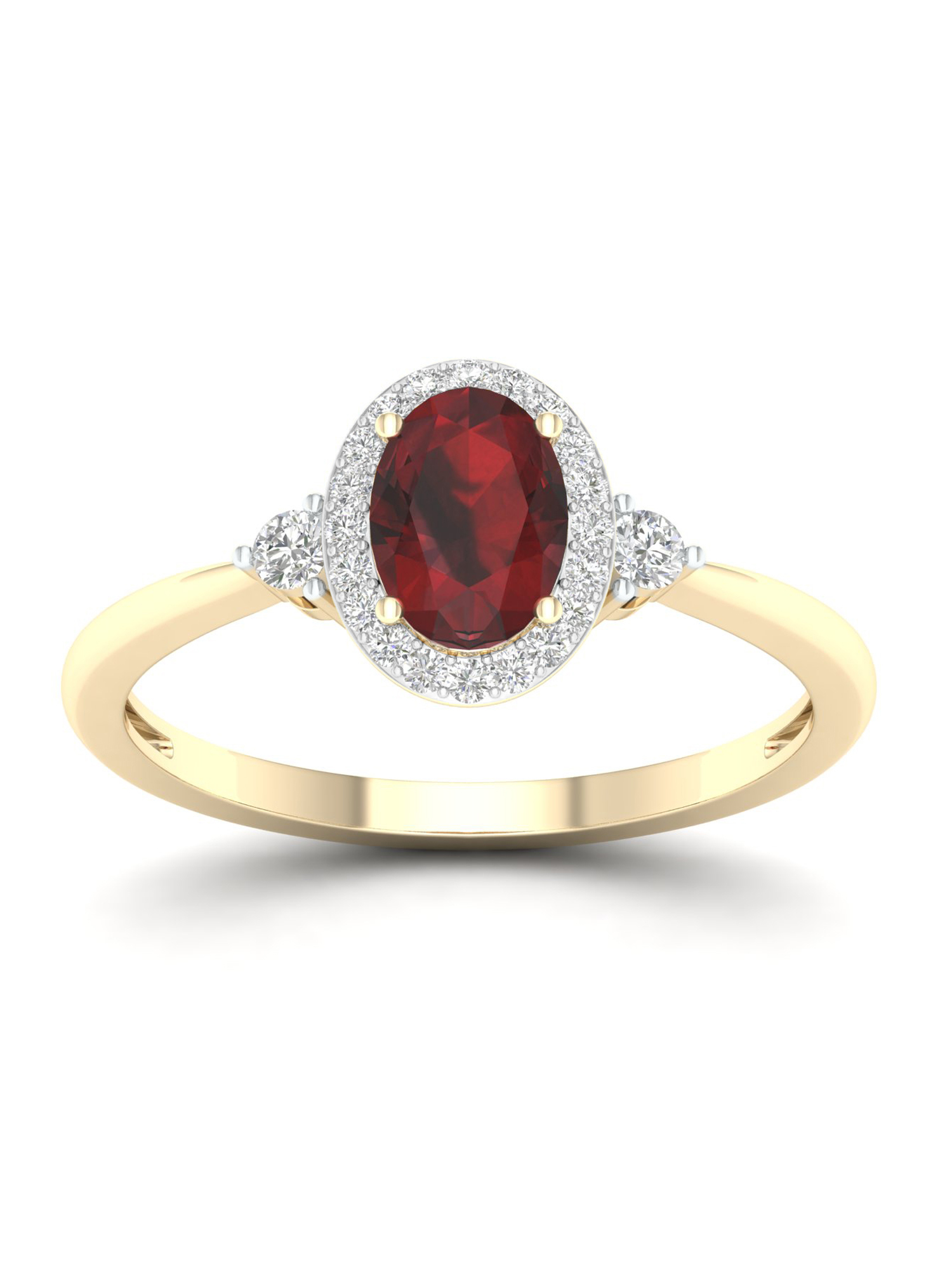 Imperial Gemstone 10K Yellow Gold Round Cut Ruby 1/6 CT TW Diamond ...