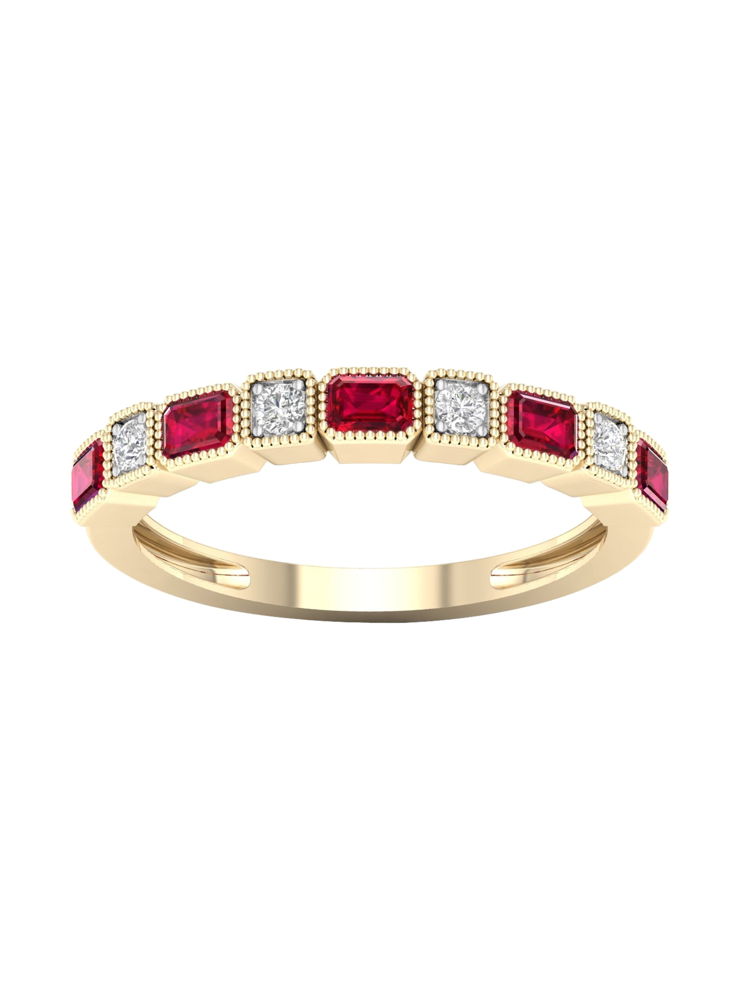 Imperial Gemstone 10K Yellow Gold Ruby 1/20 CT TW Diamond Women's Band ...