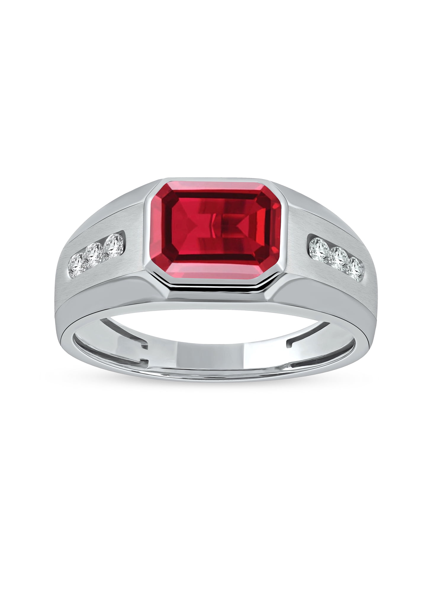 Imperial Gemstone Sterling Silver Emerald Cut Created Ruby and Created ...