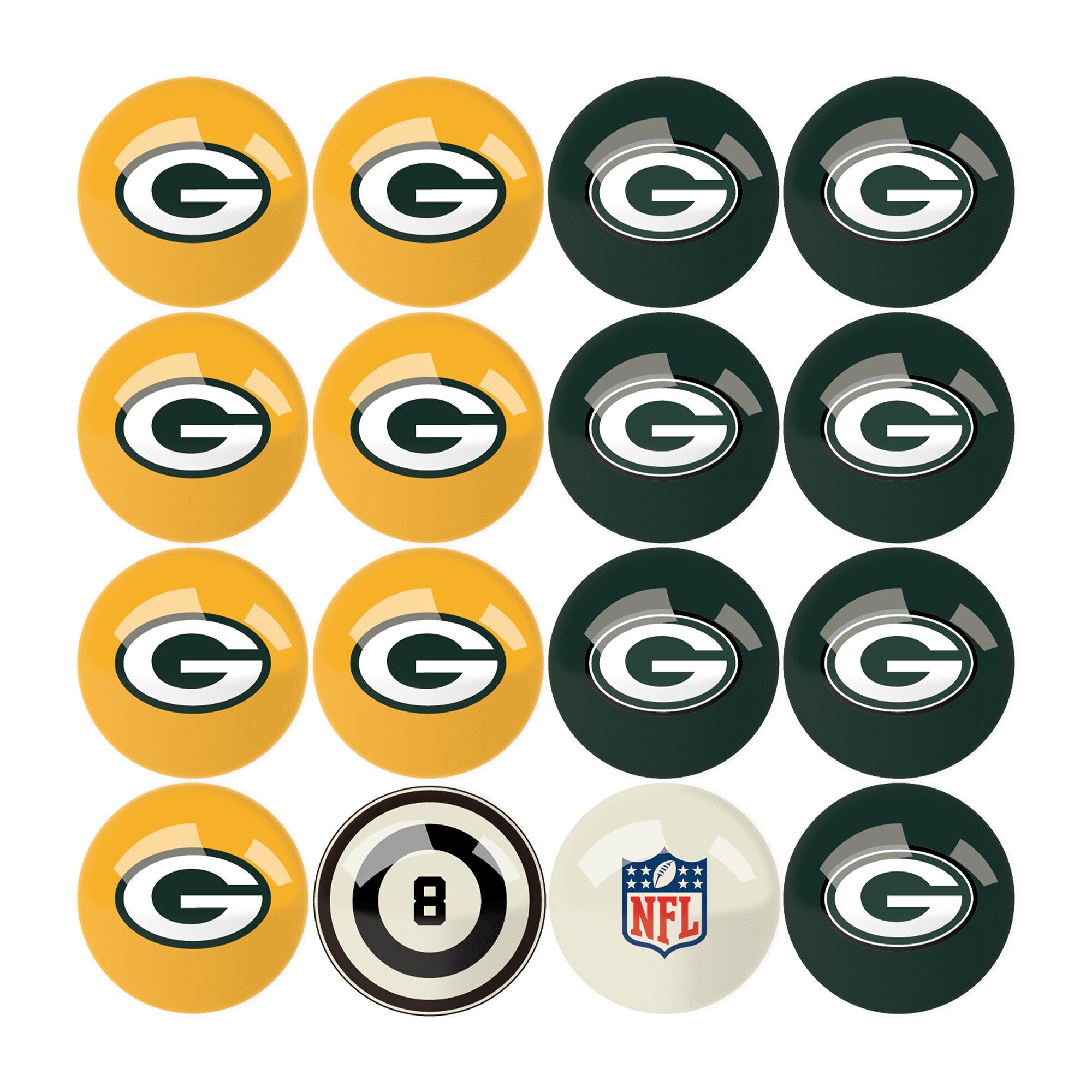 Imperial Green Bay Packers Billiard Ball Set with Numbers - Walmart.com